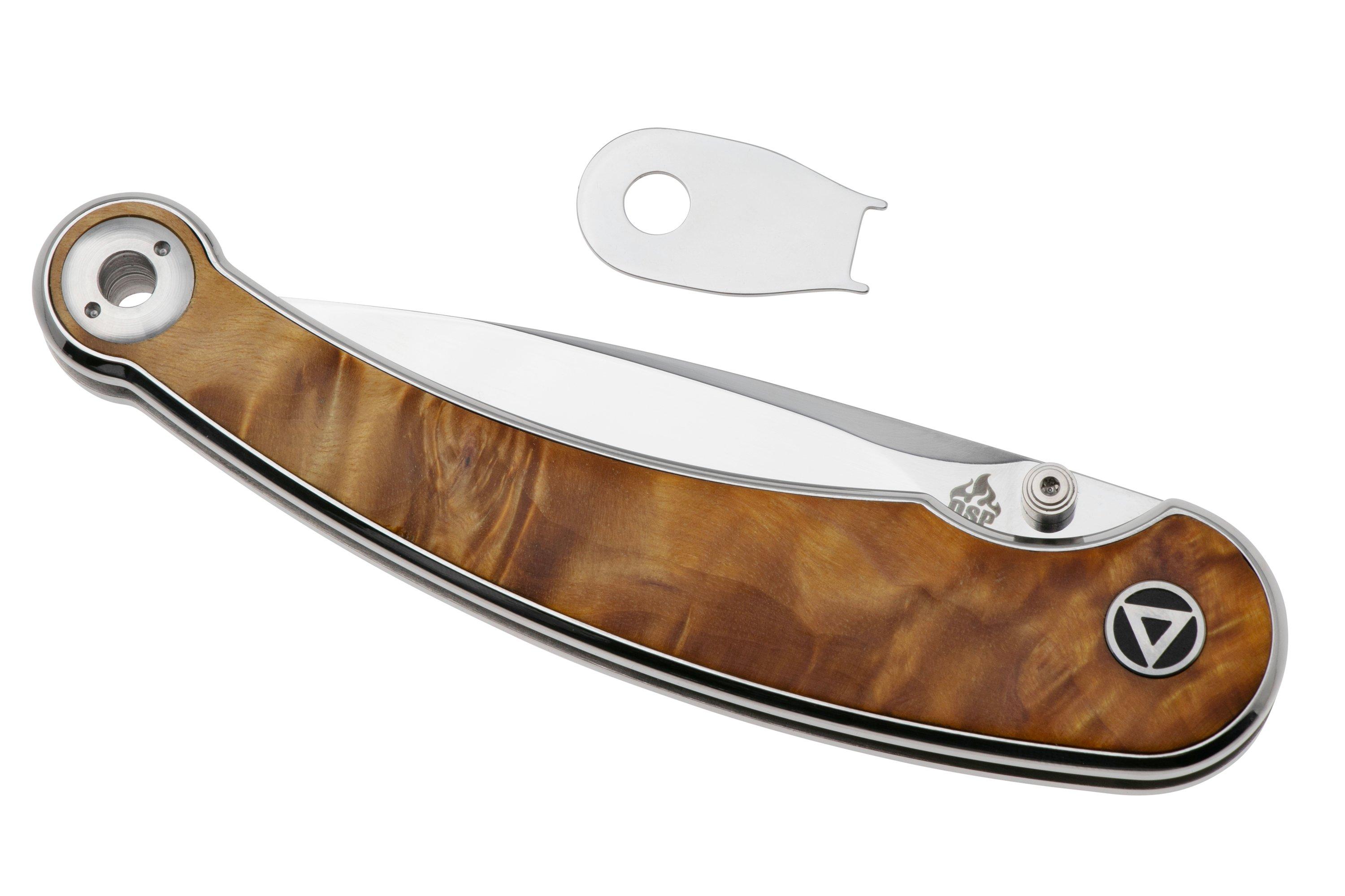 QSP Knife Dolphin 161-B Polished 14C28N, Stabilized Wood, Taschenmesser ...