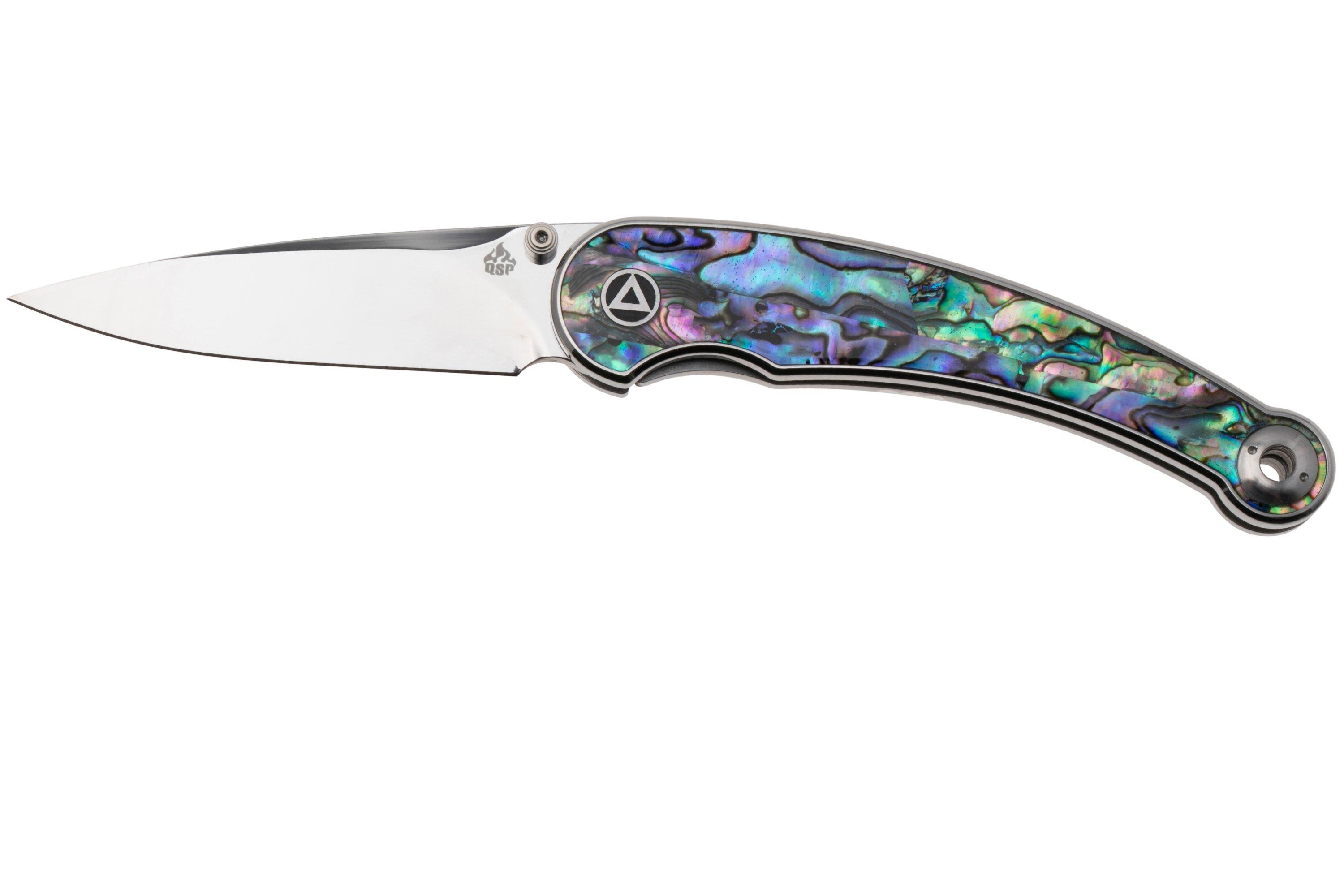 QSP Knife Dolphin QS161-D Polished 14C28N, Abalone, pocket knife ...