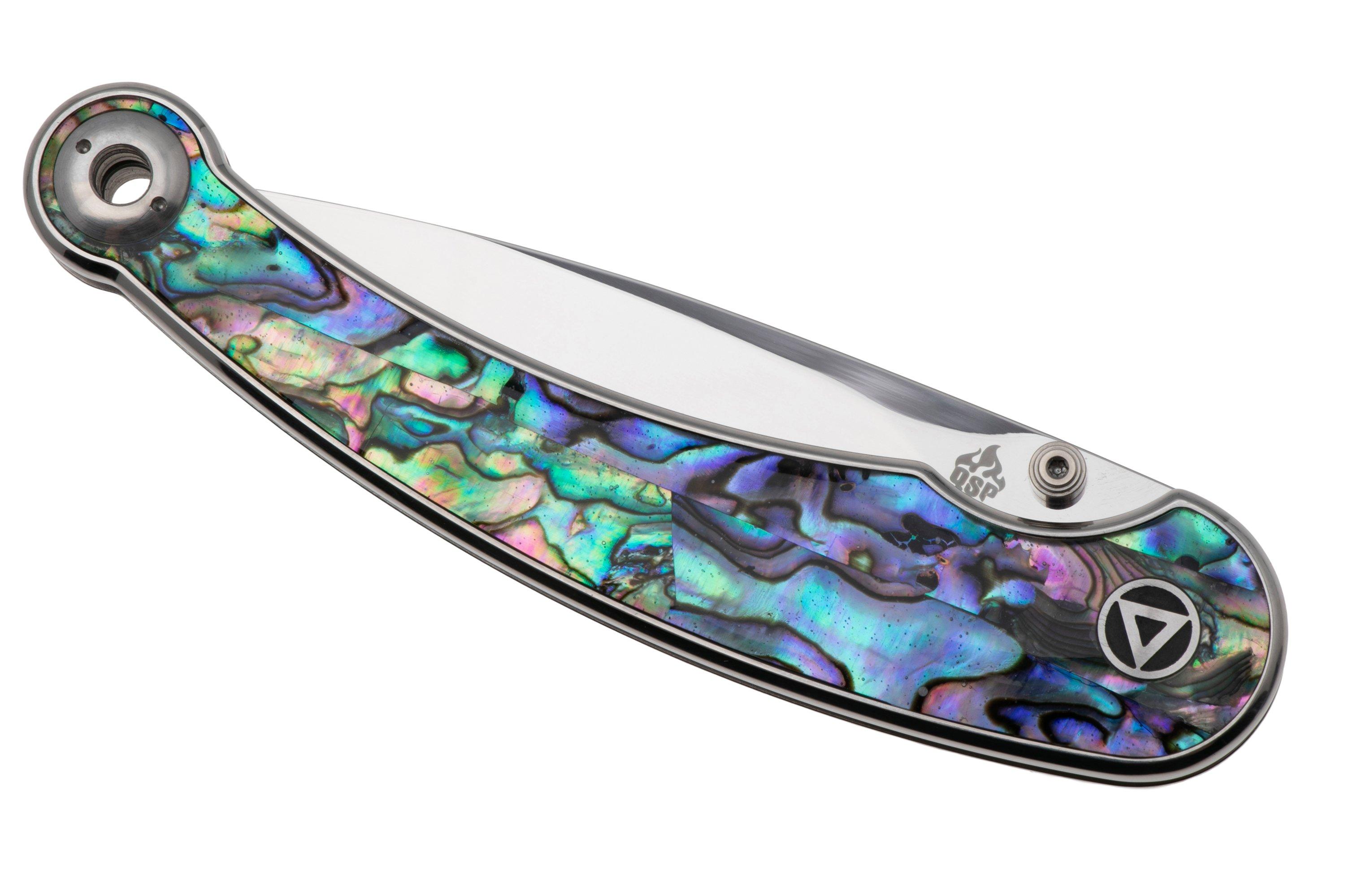 QSP Knife Dolphin QS161-D Polished 14C28N, Abalone, pocket knife ...