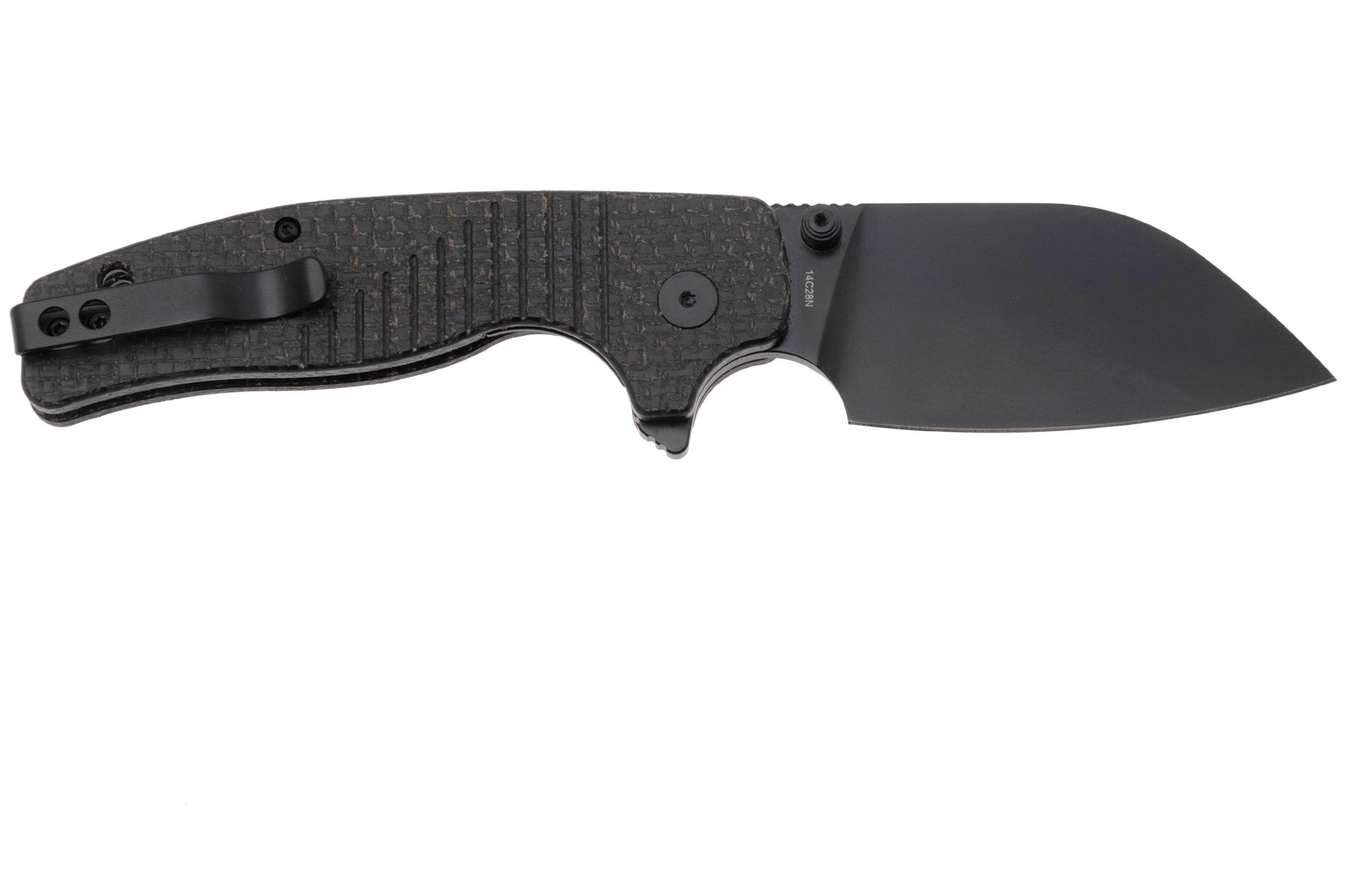 QSP Knife Chefmaster 163-C2, Black 14C28N, Brown Coarse Micarta, pocket ...