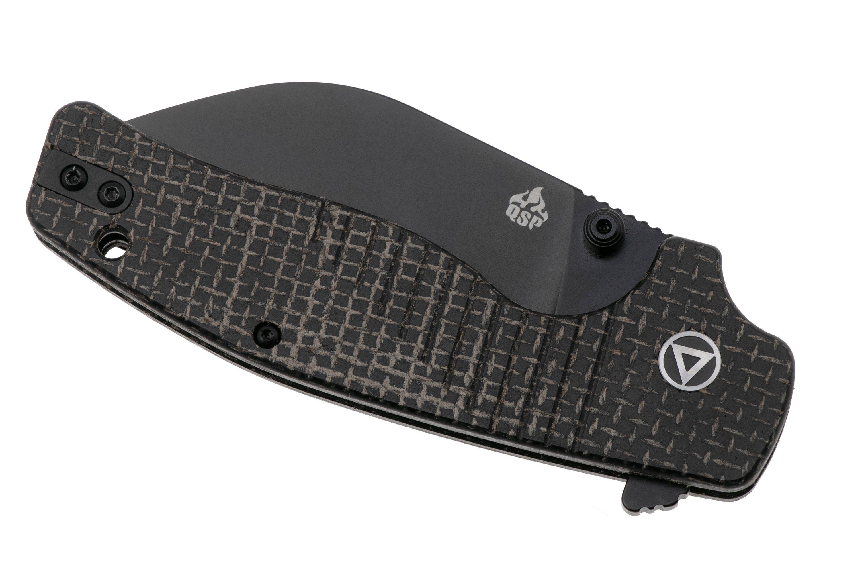 QSP Knife Chefmaster 163-C2, Black 14C28N, Brown Coarse Micarta, pocket ...