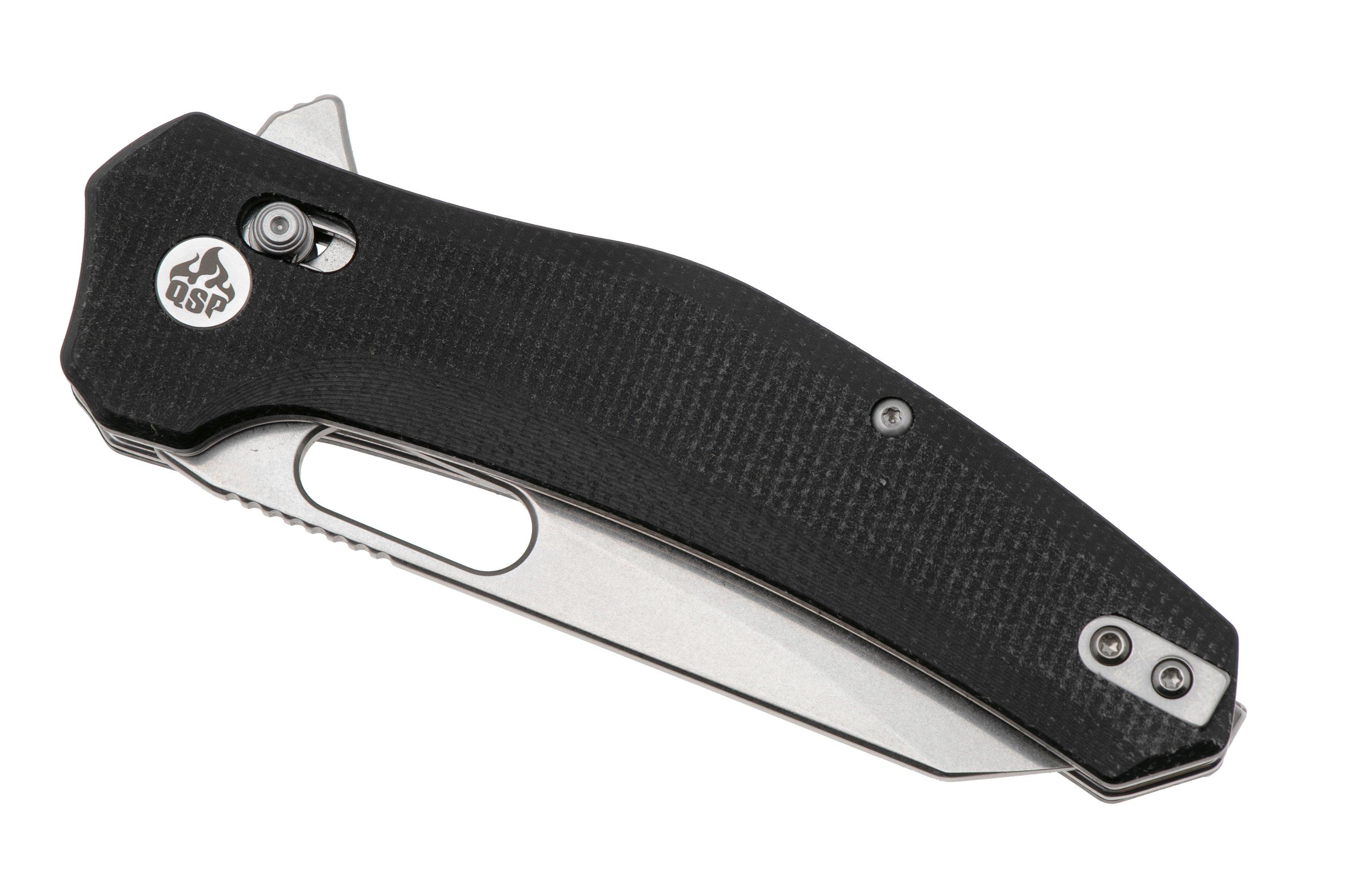 QSP Knife Emu 164-A, Stonewashed 14C28N, Black Micarta, navalha ...