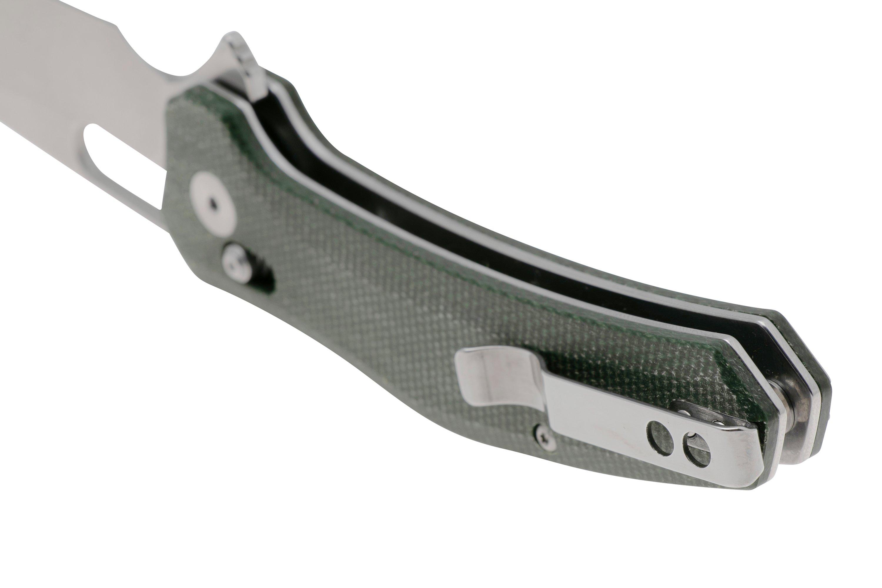 QSP Knife Emu 164-B1, Stonewashed 14C28N, Green Micarta, pocket knife ...