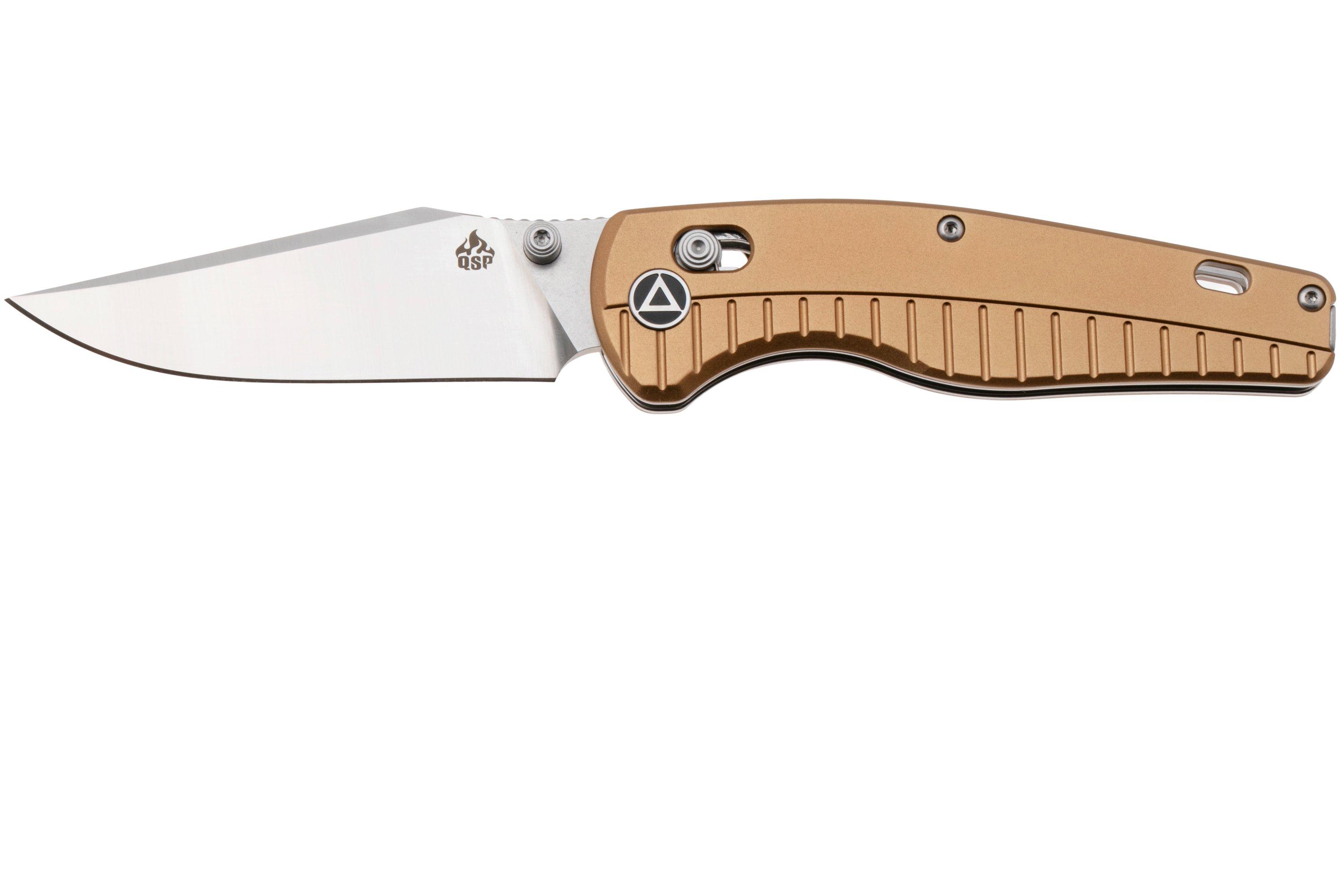 QSP Knife Reptile QS165-A1 Satin 14C28N, Champagne Aluminium, pocket ...