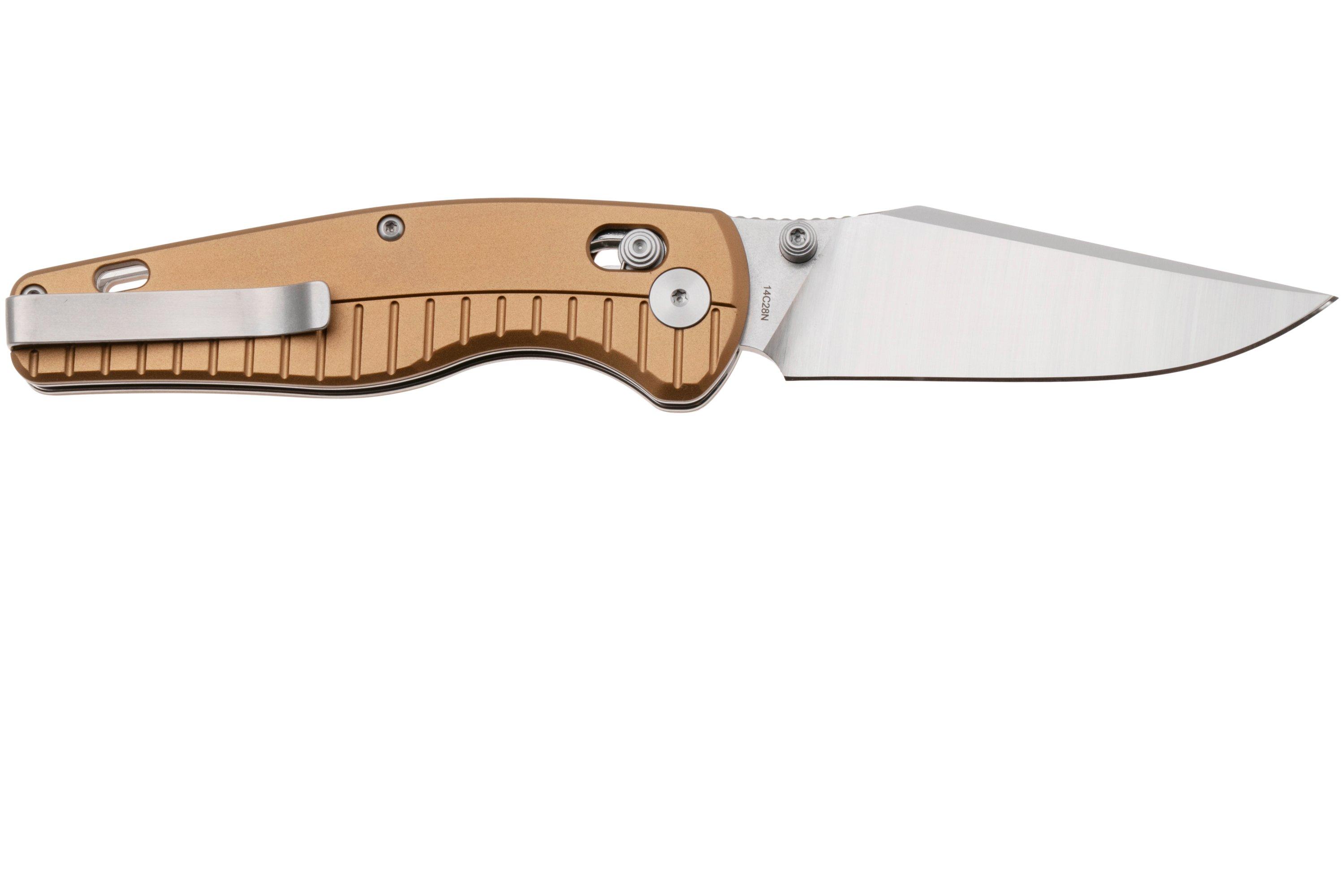 QSP Knife Reptile QS165-A1 Satin 14C28N, Champagne Aluminium, pocket ...