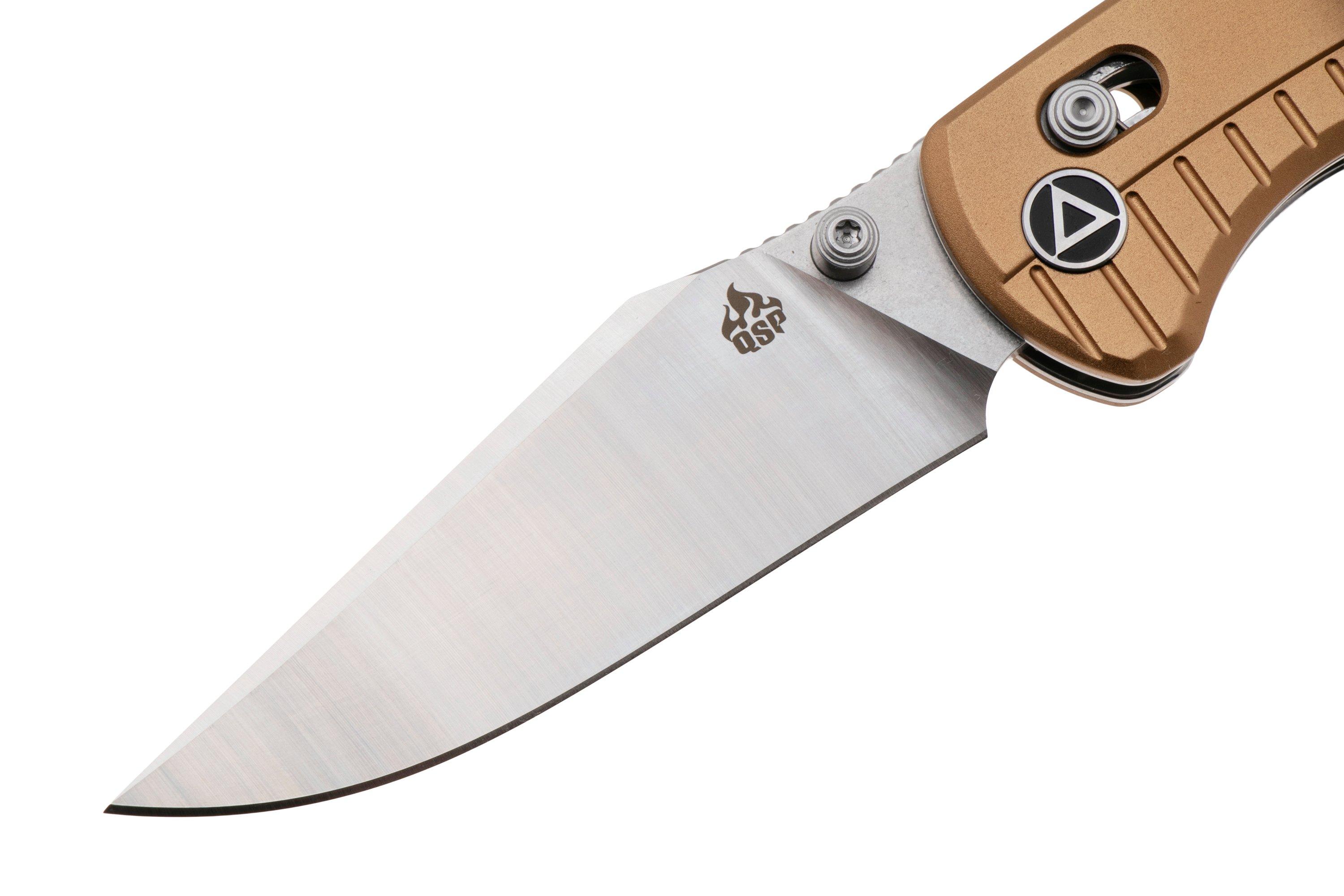 QSP Knife Reptile QS165-A1 Satin 14C28N, Champagne Aluminium, navaja ...