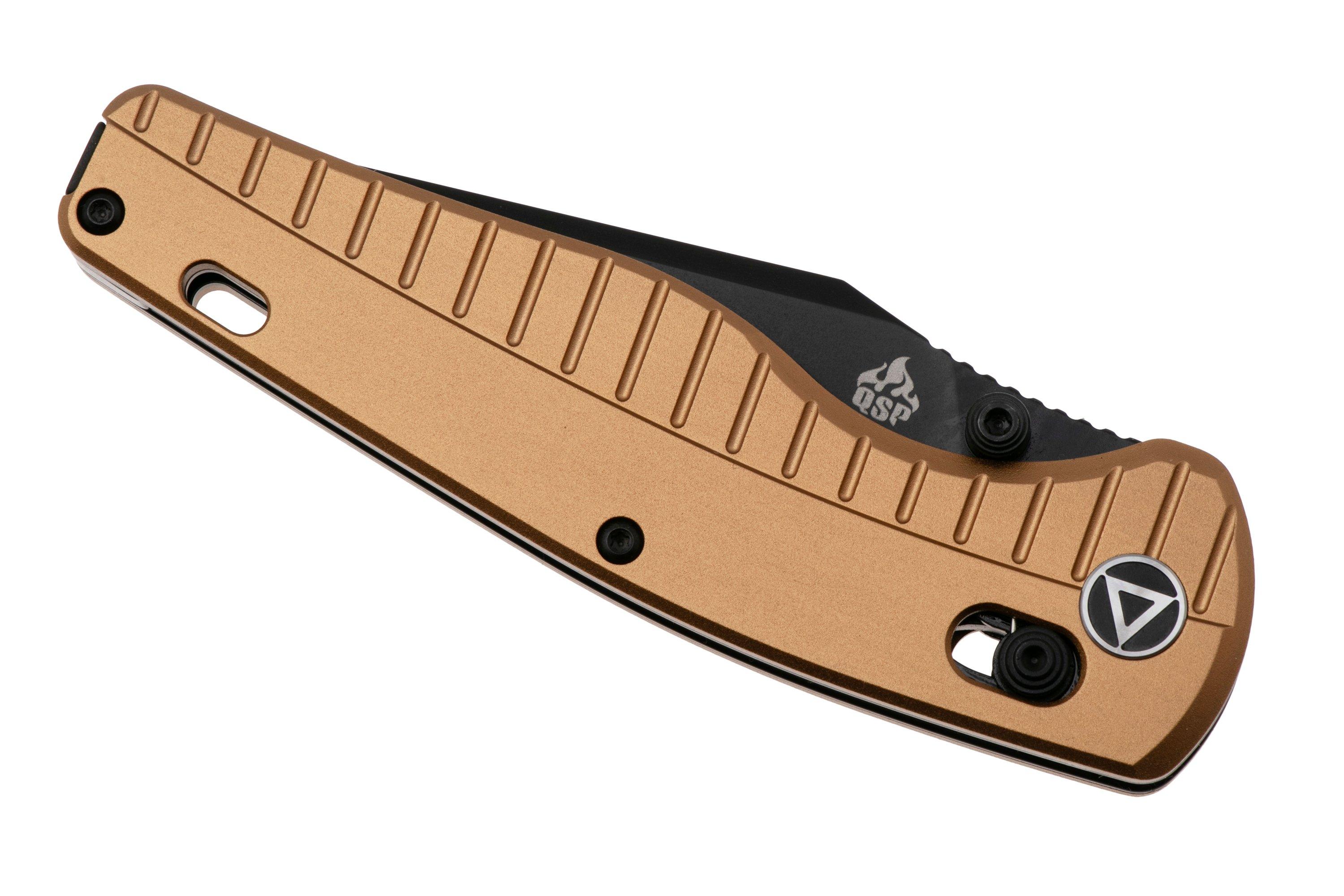 QSP Knife Reptile QS165-A2 PVD 14C28N, Champagne Aluminium, pocket ...