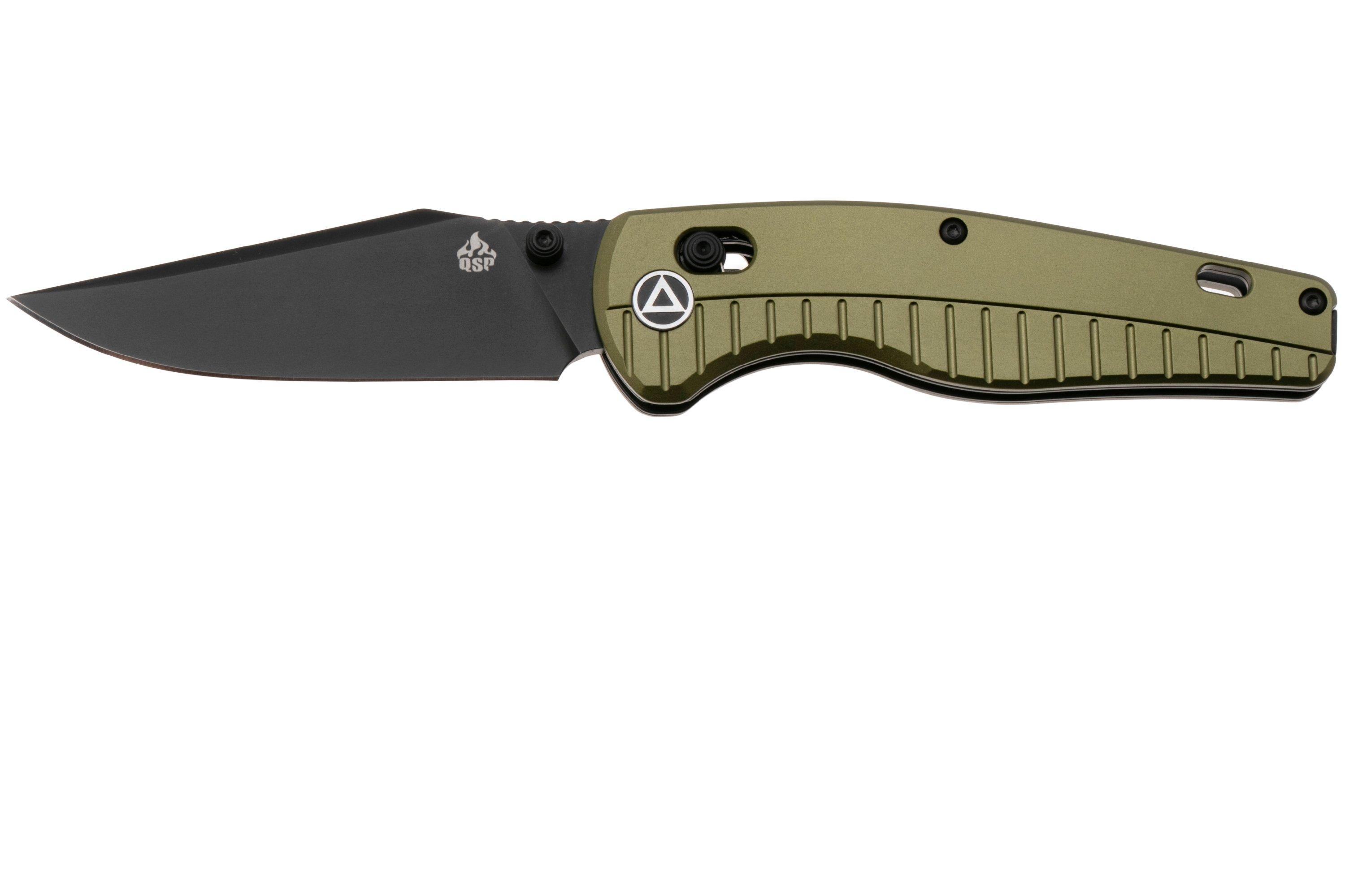 QSP Knife Reptile QS165-B2 PVD 14C28N, Green Aluminium, pocket knife ...