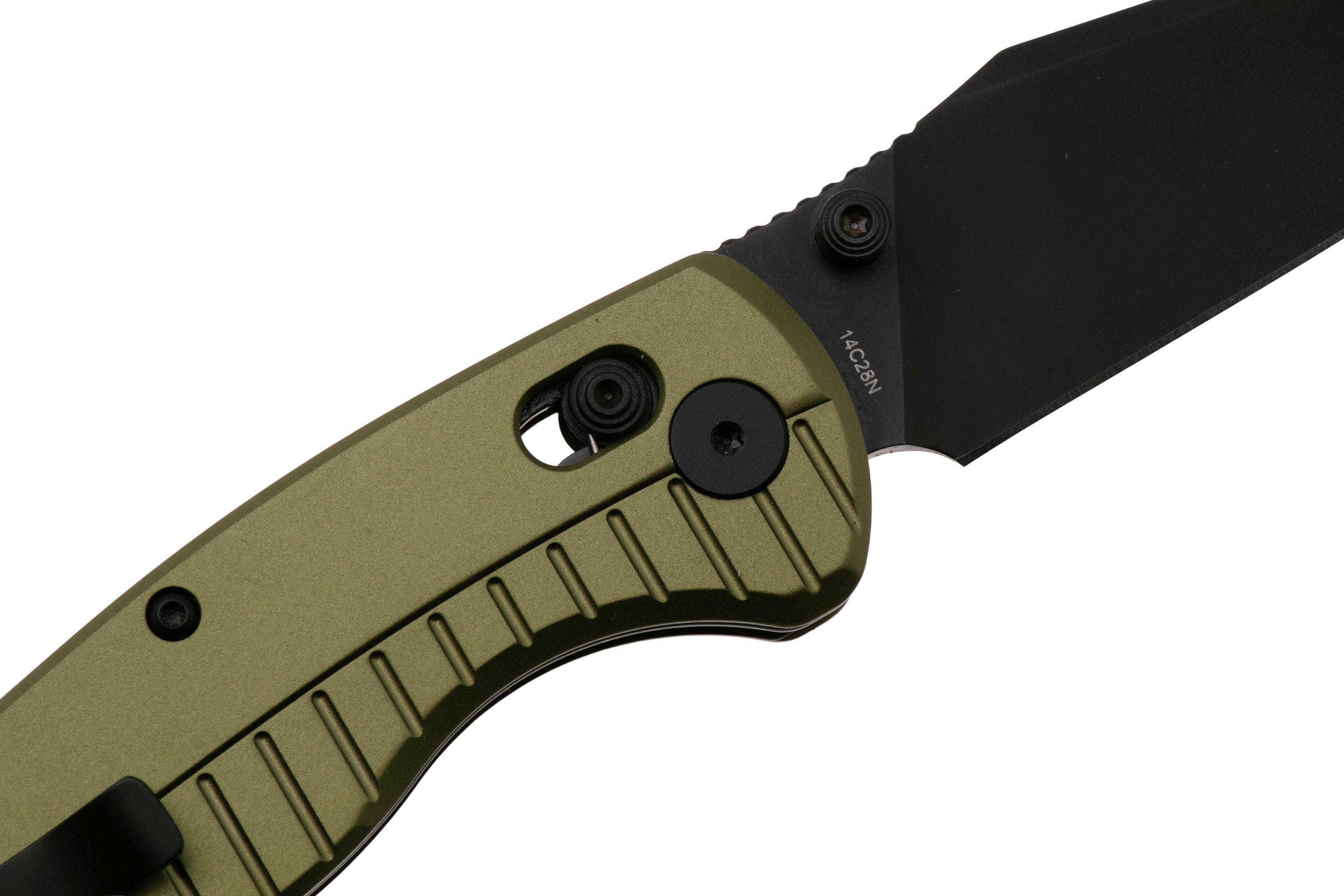 QSP Knife Reptile QS165-B2 PVD 14C28N, Green Aluminium, navaja ...