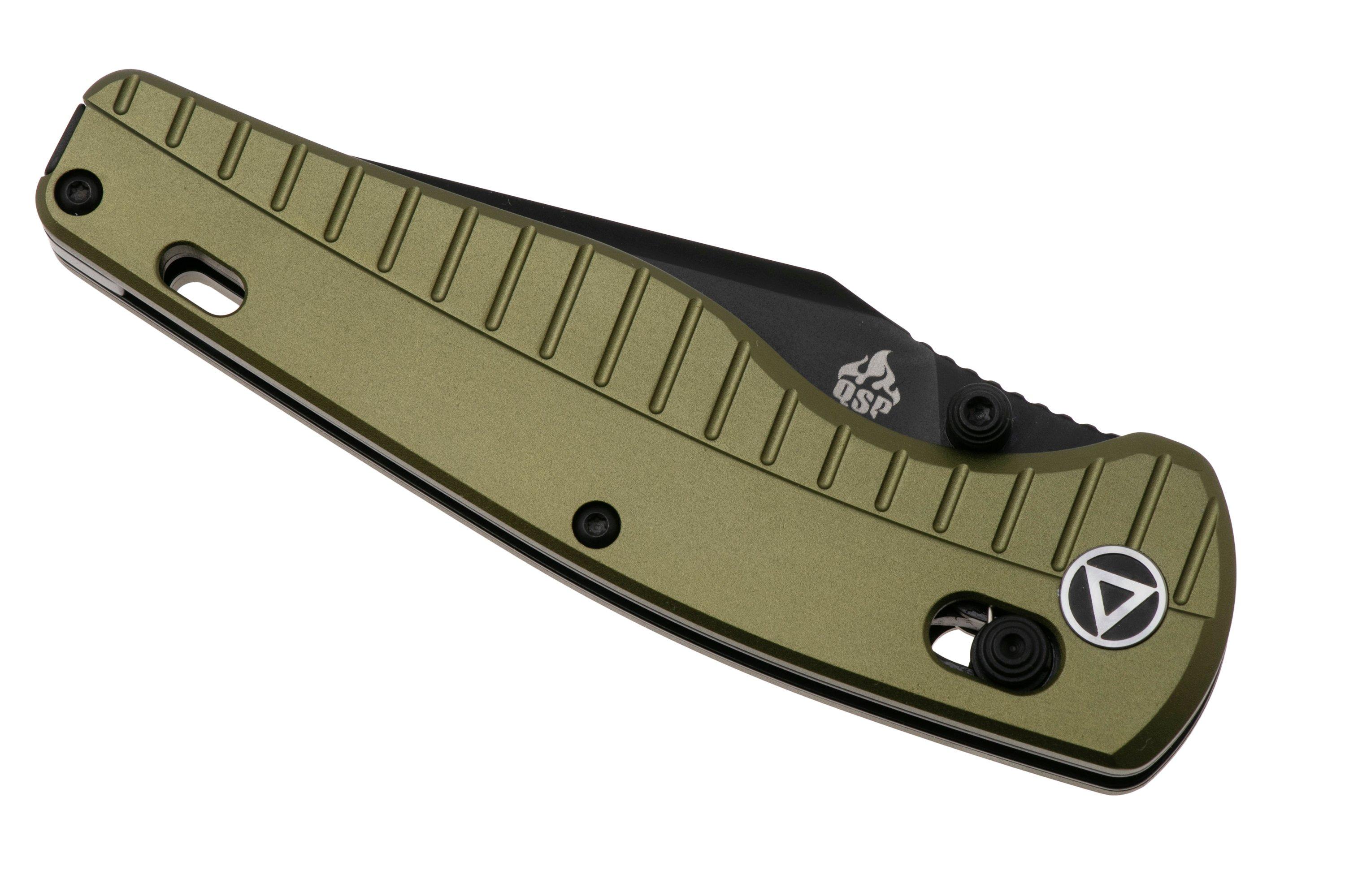 QSP Knife Reptile QS165-B2 PVD 14C28N, Green Aluminium, navaja ...