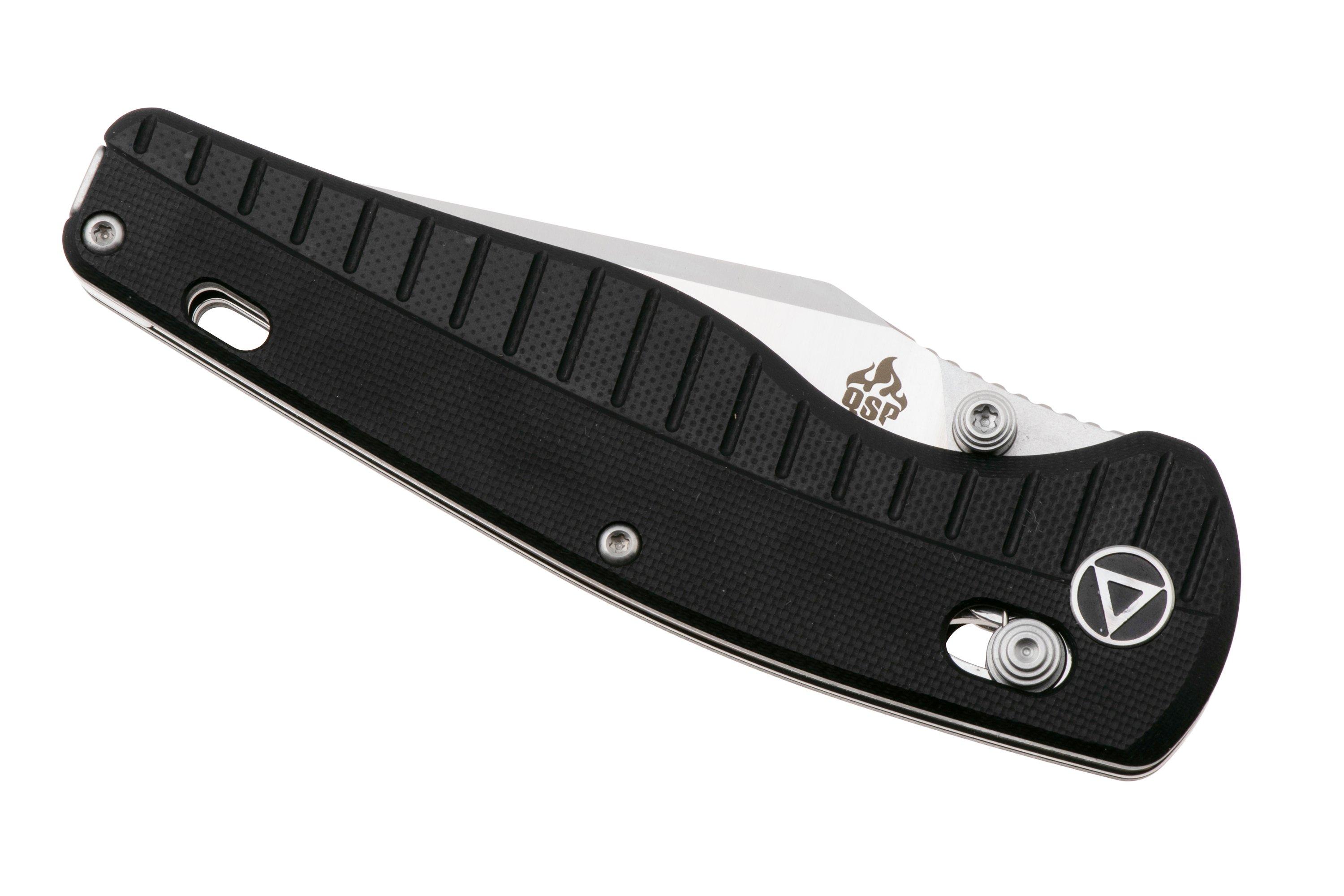 QSP Knife Reptile QS165-C1 Satin 14C28N, Black G10, pocket knife ...