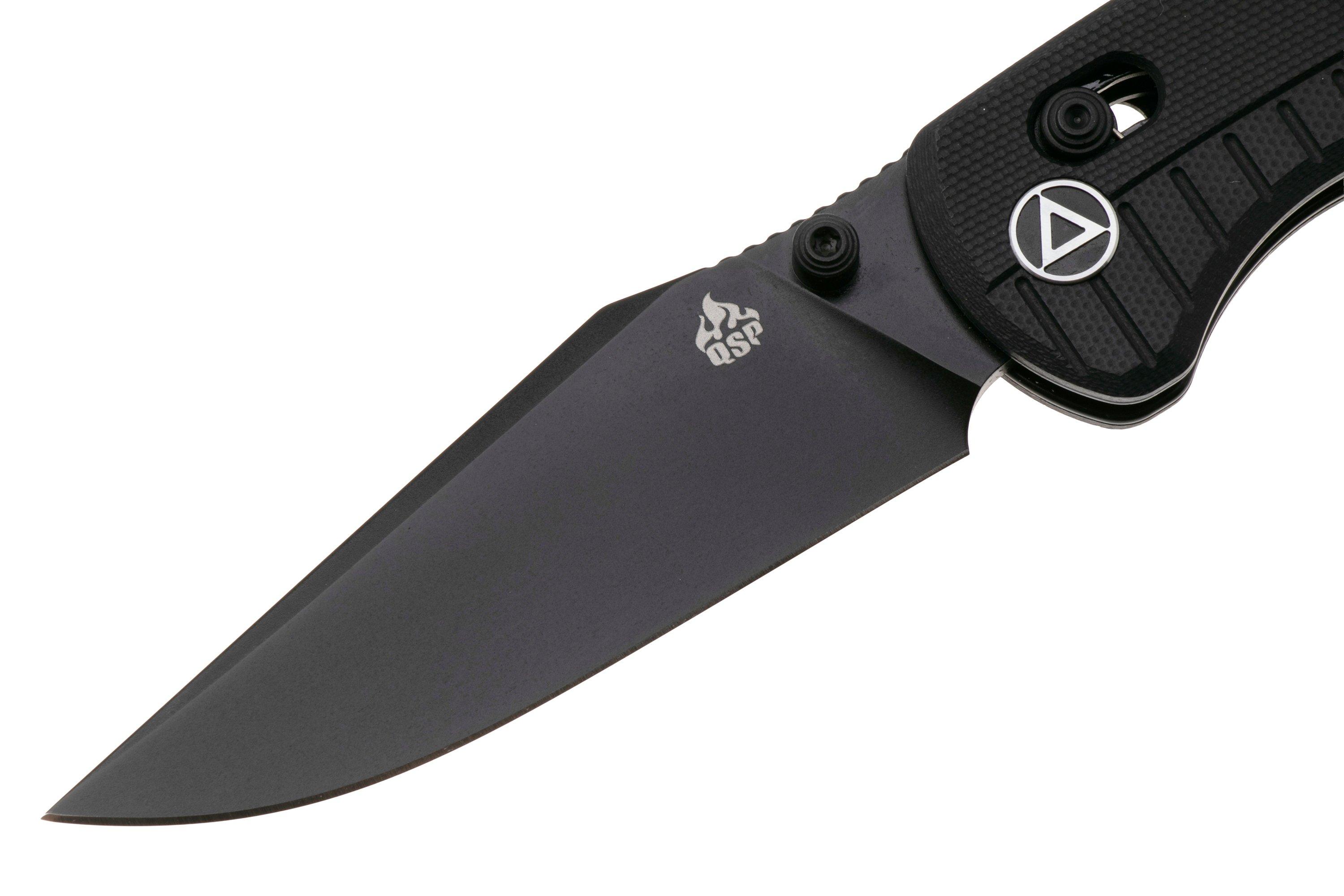 QSP Knife Reptile QS165-C2 PVD 14C28N, Black G10, pocket knife ...