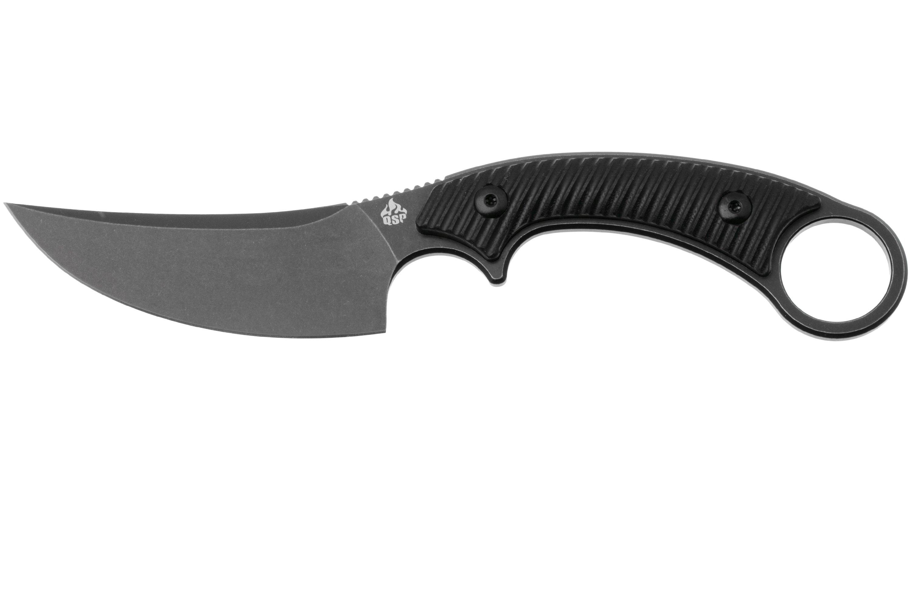 QSP Knife Viper QS166-A2 Blackwashed 10Cr15MoV, Black G10, cuchillo ...