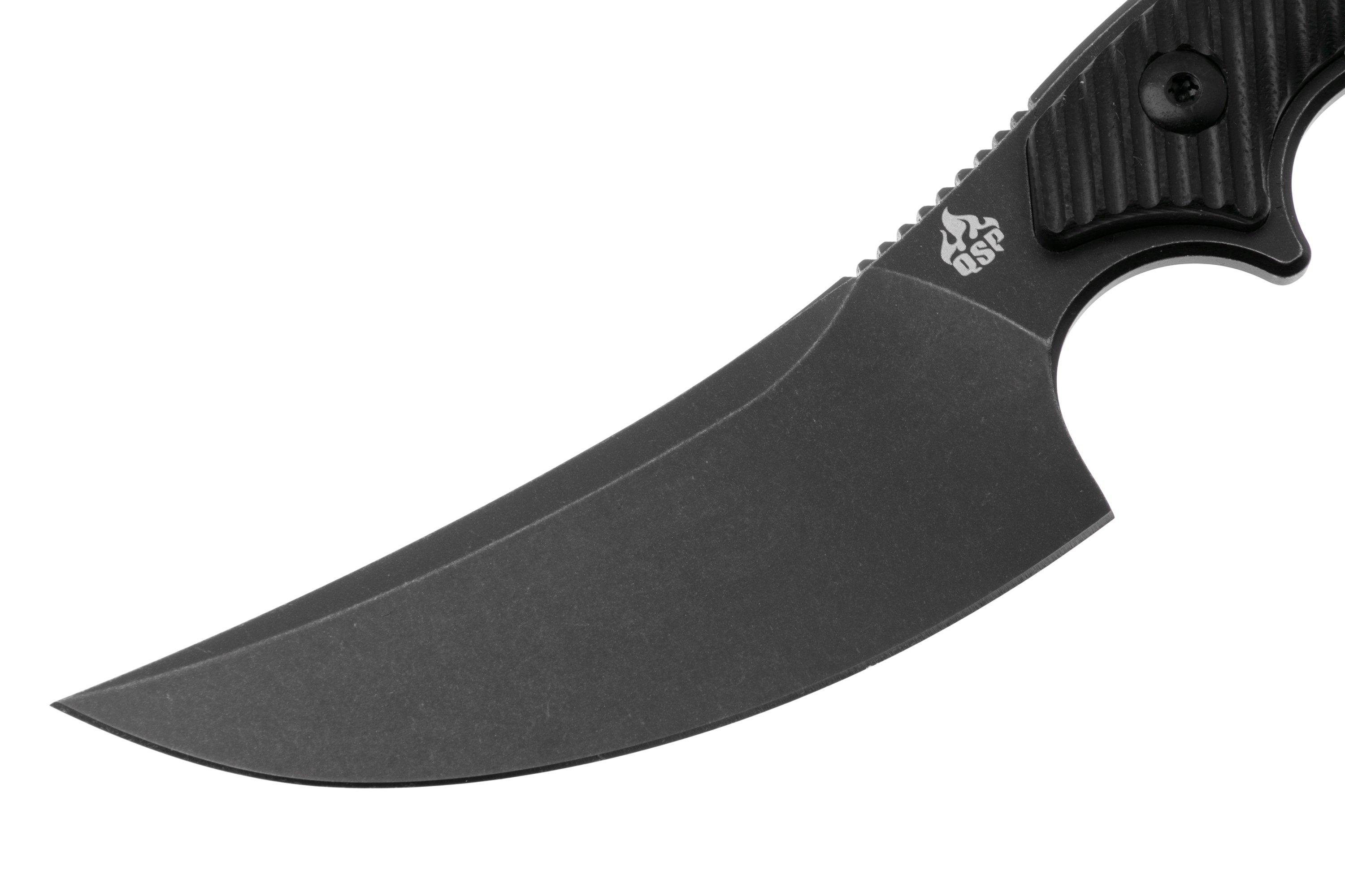 QSP Knife Viper QS166-A2 Blackwashed 10Cr15MoV, Black G10, fixed knife ...