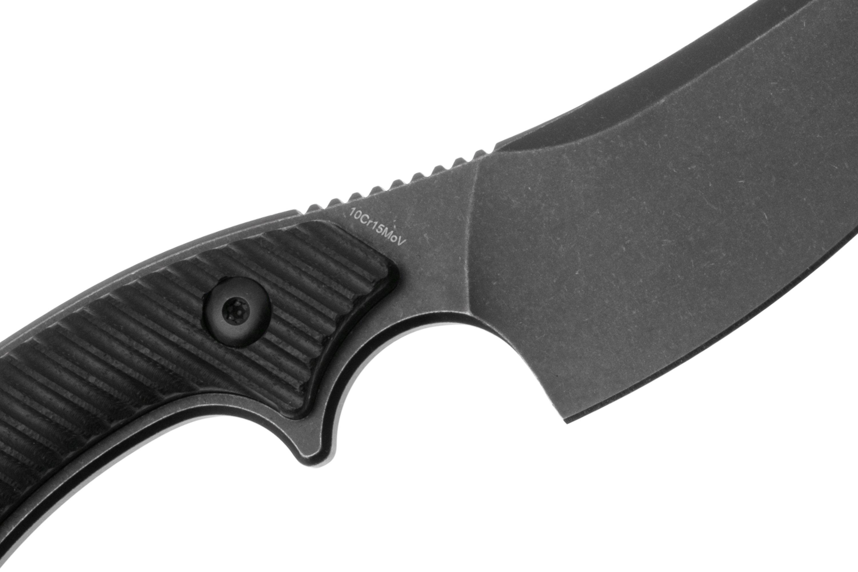 QSP Knife Viper QS166-A2 Blackwashed 10Cr15MoV, Black G10, fixed knife ...