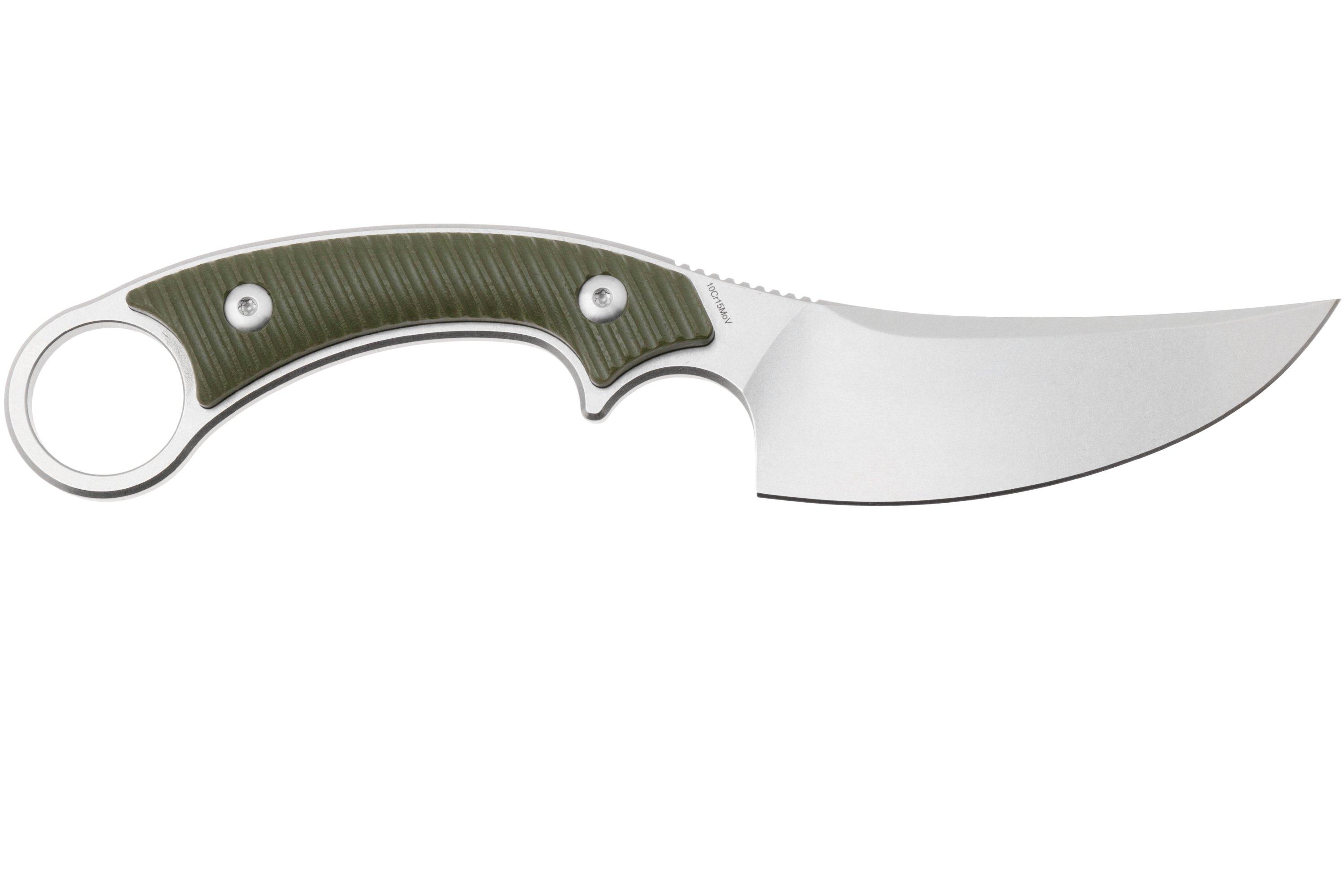 QSP Knife Viper QS166-B1 Stonewashed 10Cr15MoV, Green G10, fixed knife ...