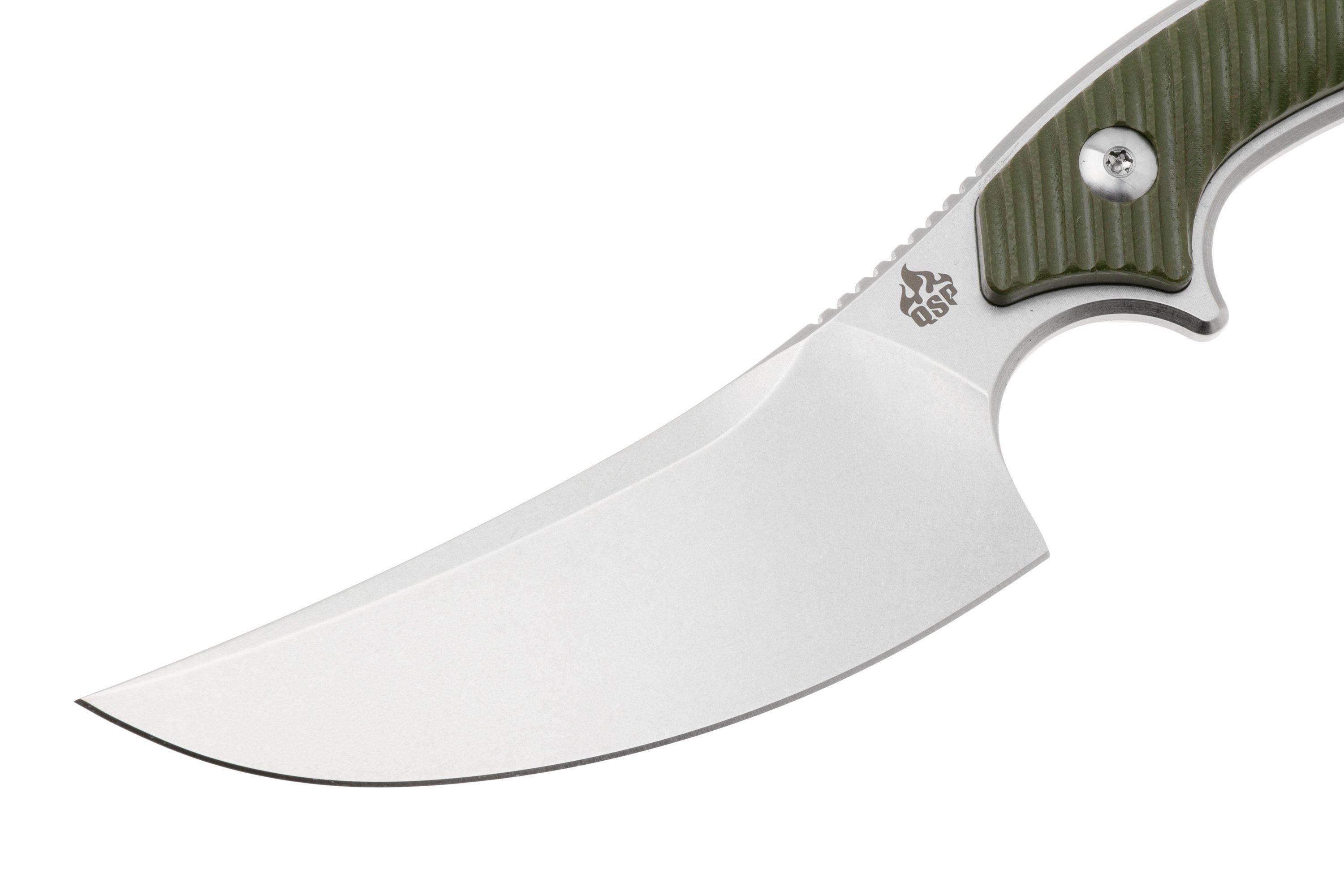 QSP Knife Viper QS166-B1 Stonewashed 10Cr15MoV, Green G10, fixed knife ...