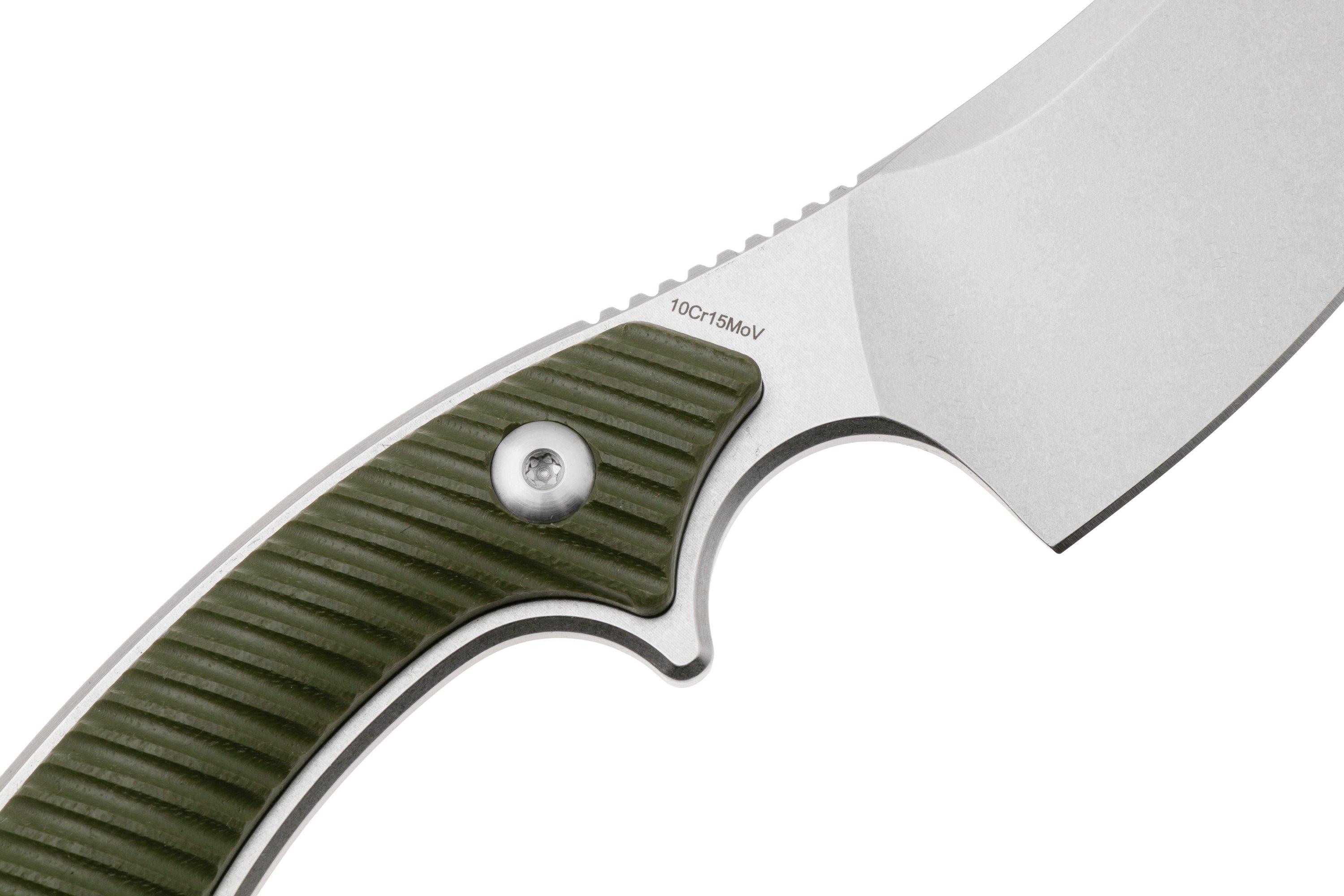 QSP Knife Viper QS166-B1 Stonewashed 10Cr15MoV, Green G10, fixed knife ...