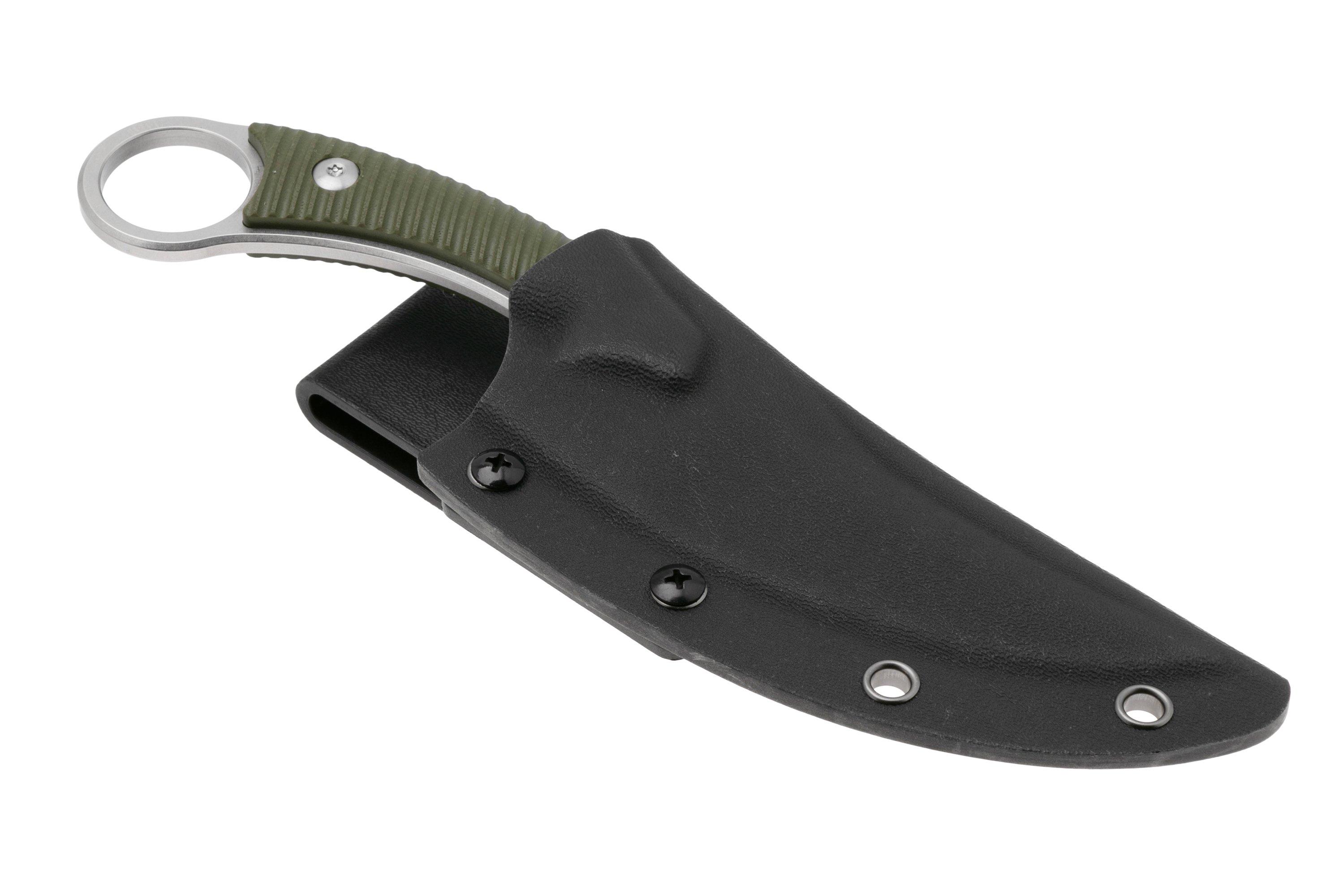 QSP Knife Viper QS166-B1 Stonewashed 10Cr15MoV, Green G10, fixed knife ...