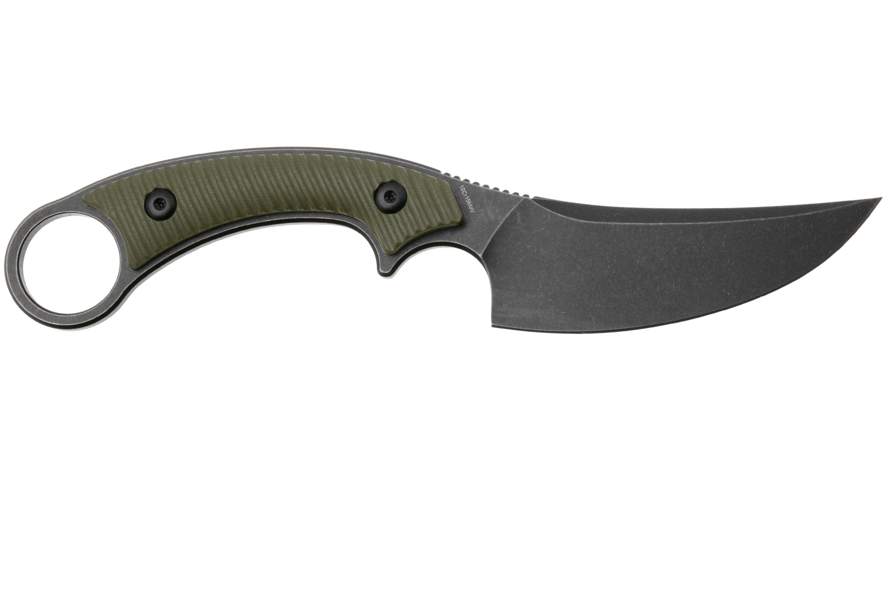QSP Knife Viper QS166-B2 Blackwashed 10Cr15MoV, Green G10, fixed knife ...