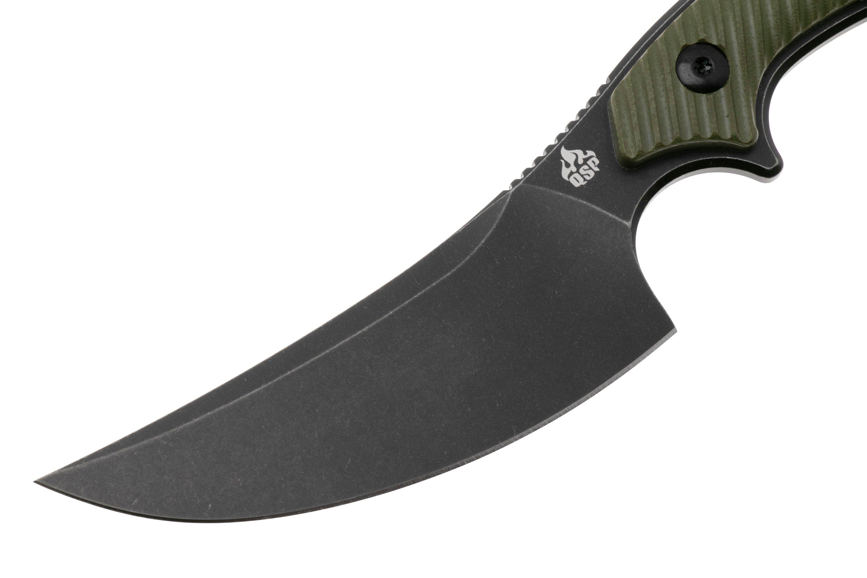 QSP Knife Viper QS166-B2 Blackwashed 10Cr15MoV, Green G10, fixed knife ...