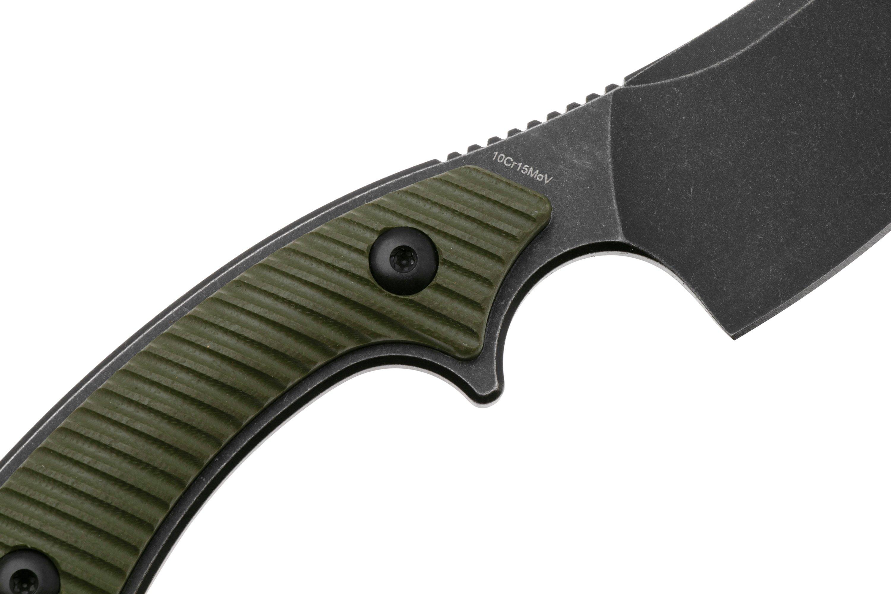 QSP Knife Viper QS166-B2 Blackwashed 10Cr15MoV, Green G10, fixed knife ...