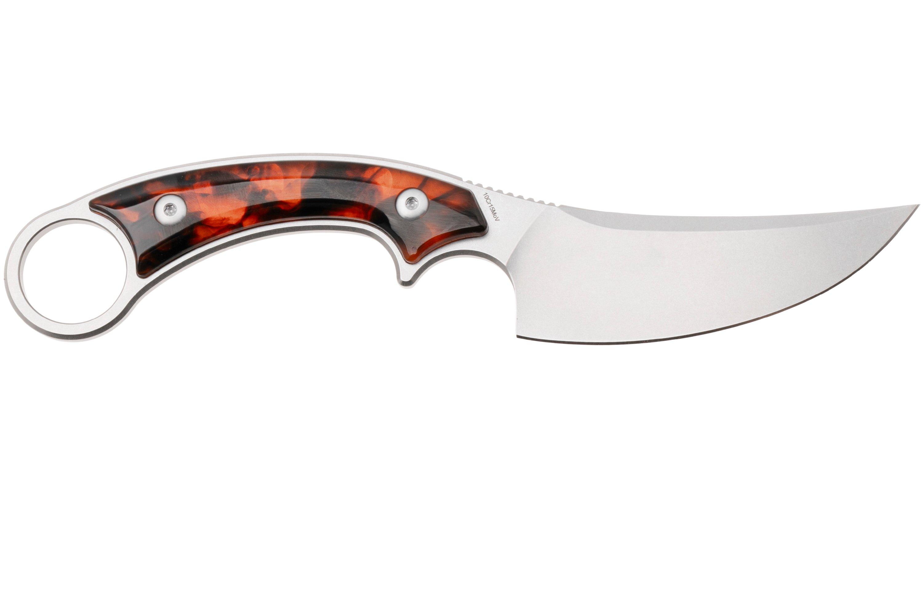 QSP Knife Viper QS166-C1 Stonewashed 10Cr15MoV, Tortoise Resin, fixed ...