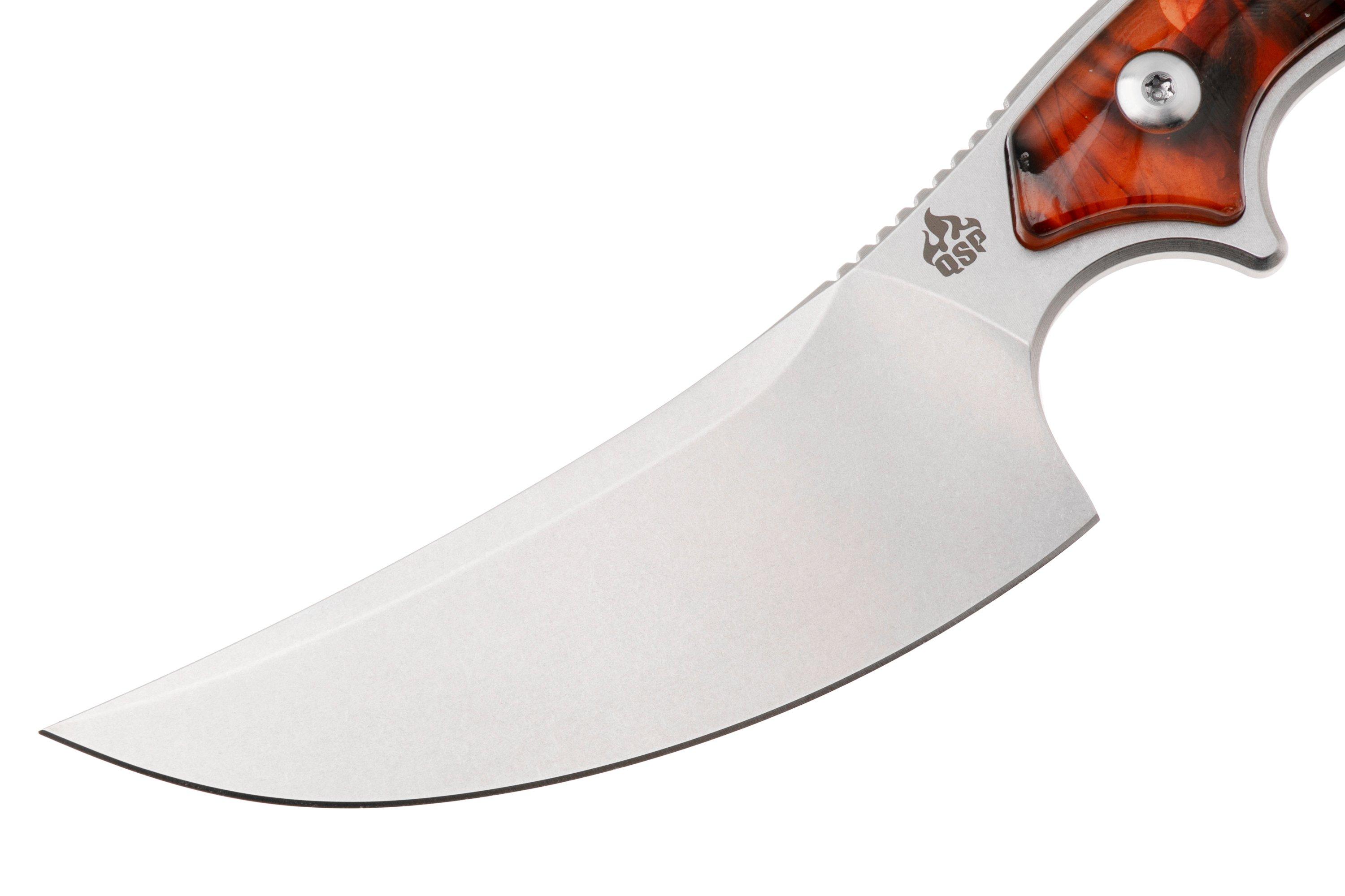 QSP Knife Viper QS166-C1 Stonewashed 10Cr15MoV, Tortoise Resin, fixed ...