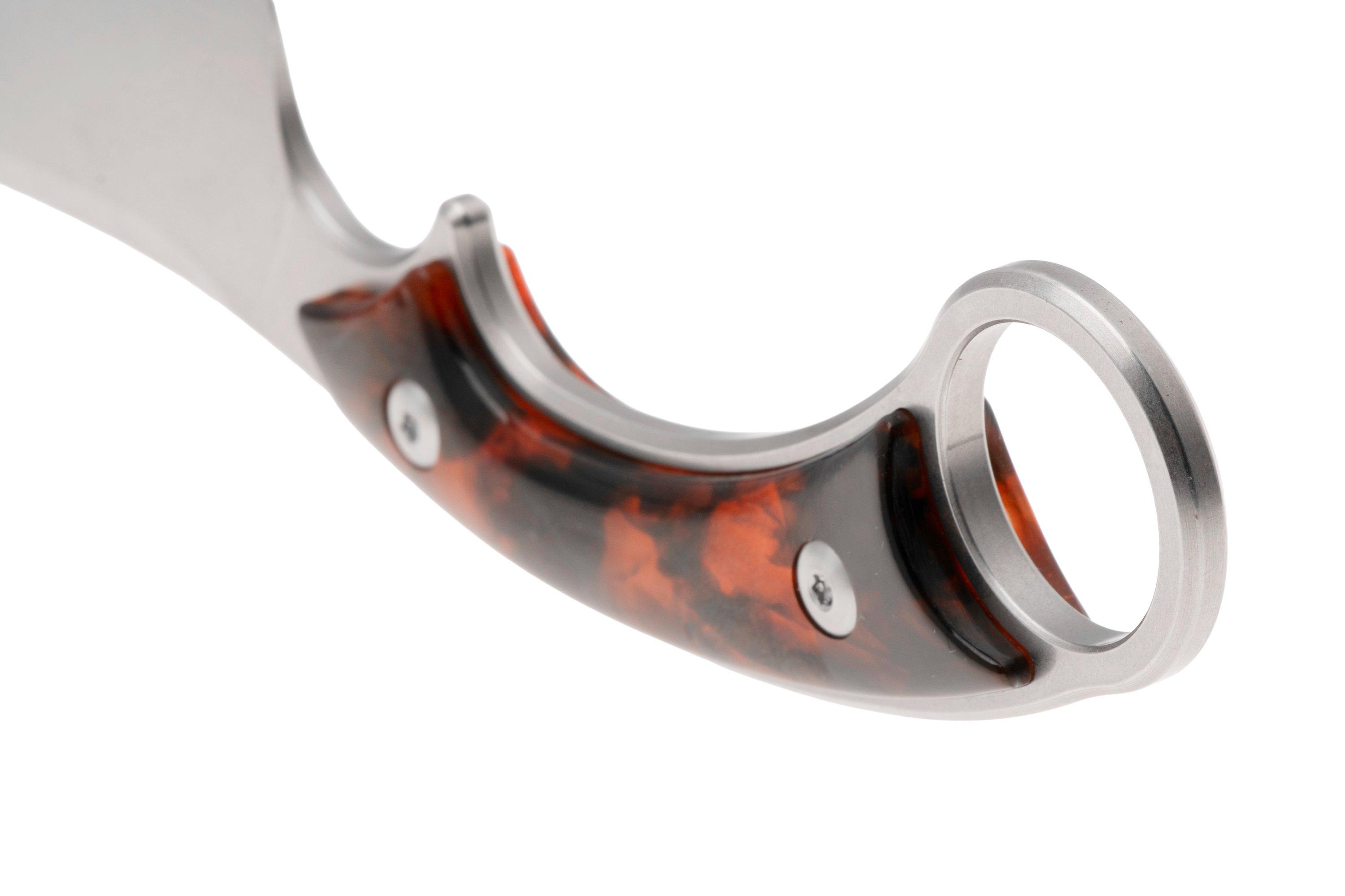 QSP Knife Viper QS166-C1 Stonewashed 10Cr15MoV, Tortoise Resin, fixed ...