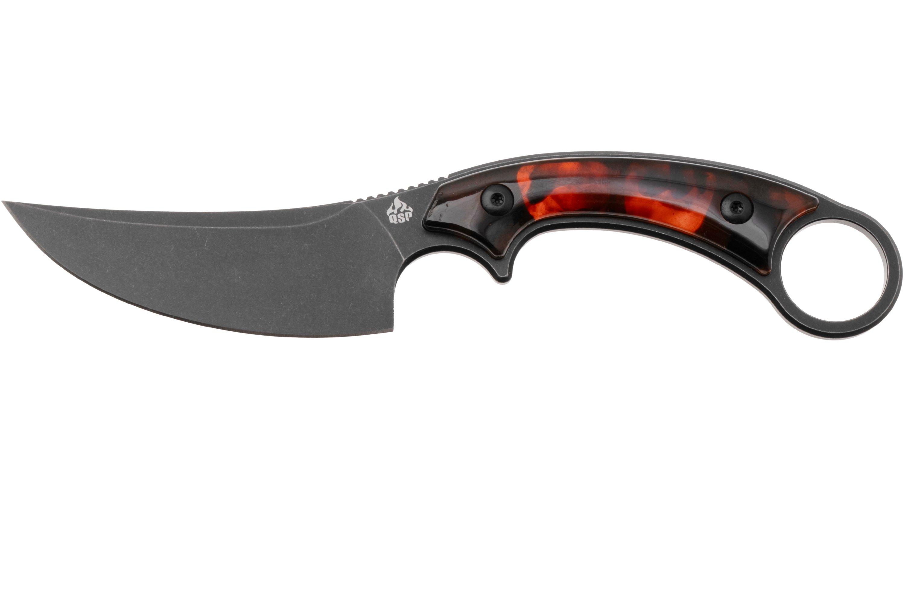 QSP Knife Viper QS166-C2 Blackwashed 10Cr15MoV, Tortoise Resin, fixed ...