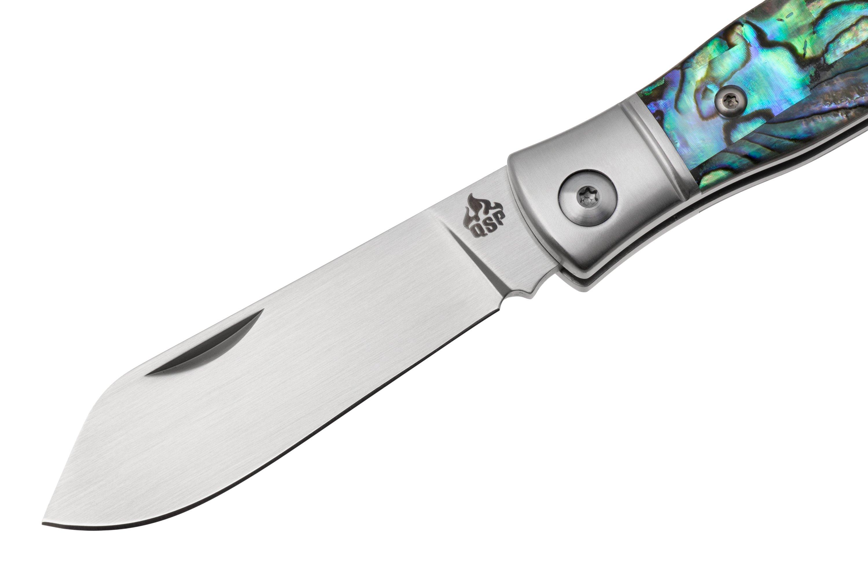 QSP Knife Jumping Jack QS167-A Satin 14C28N, Abalone, pocket knife ...