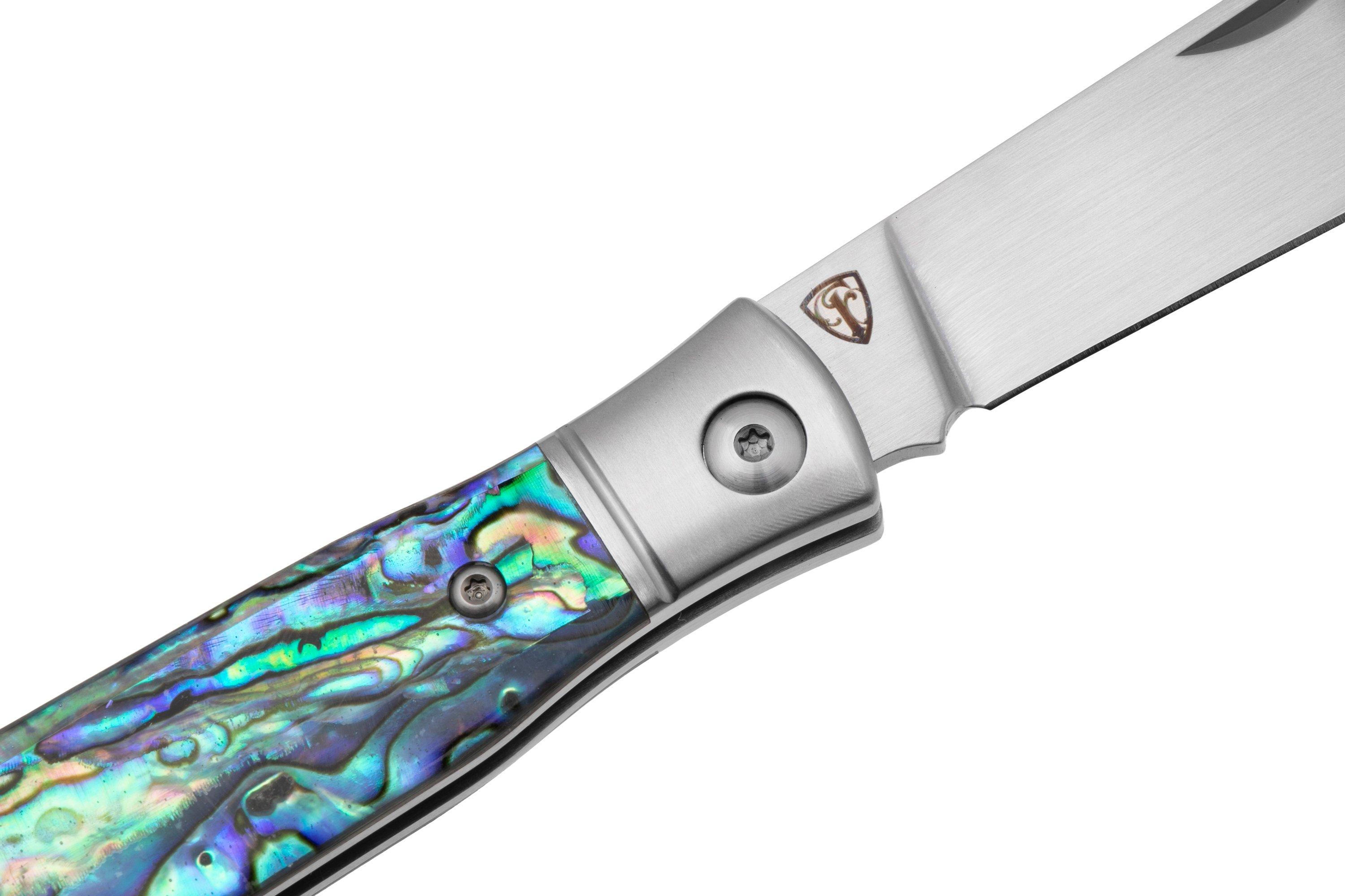 QSP Knife Jumping Jack QS167-A Satin 14C28N, Abalone, pocket knife ...