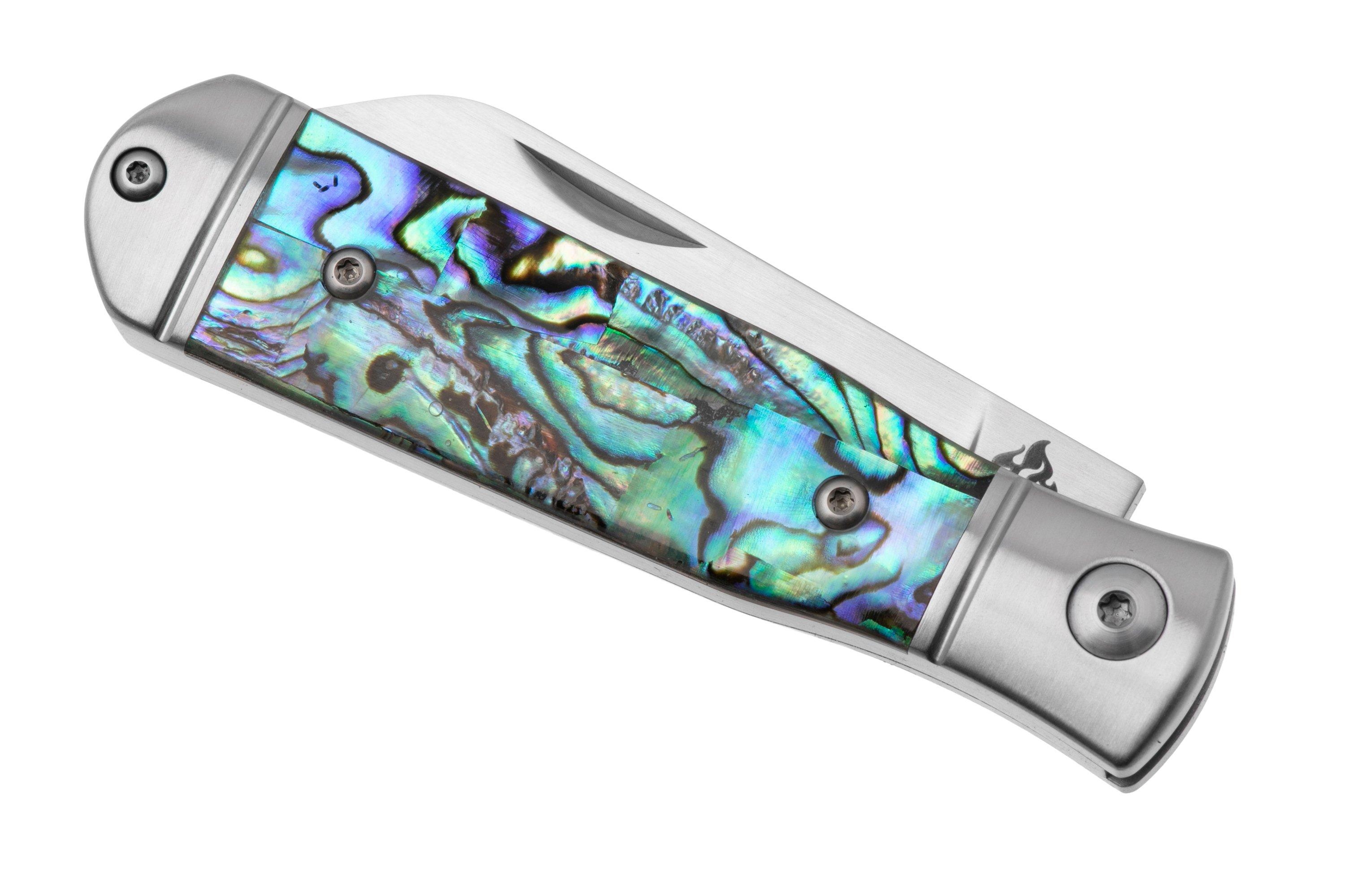 QSP Knife Jumping Jack QS167-A Satin 14C28N, Abalone, pocket knife ...