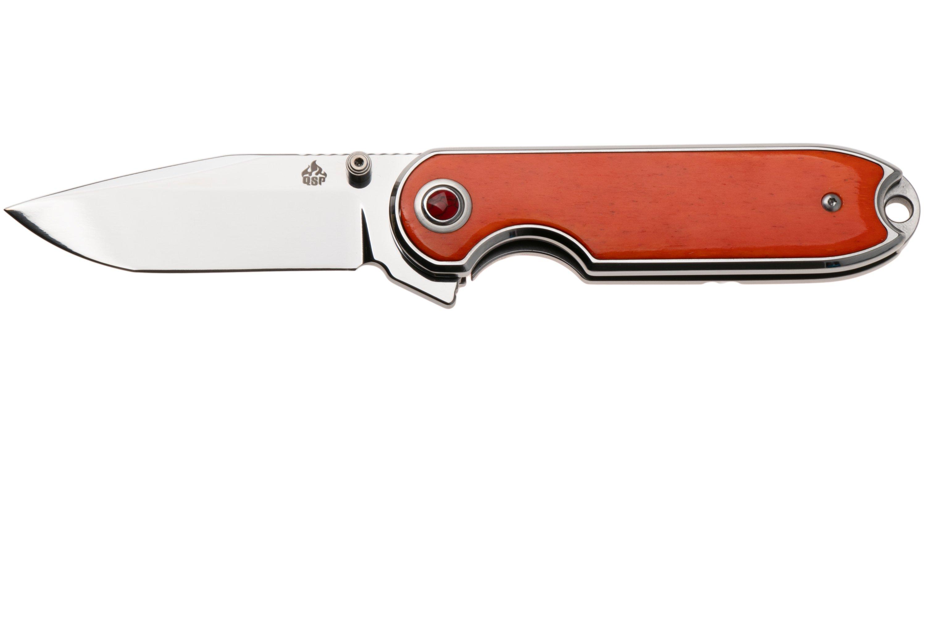 QSP Knife Nebula QS168-D Mirror Polish 14C28N Orange Bone, navaja ...