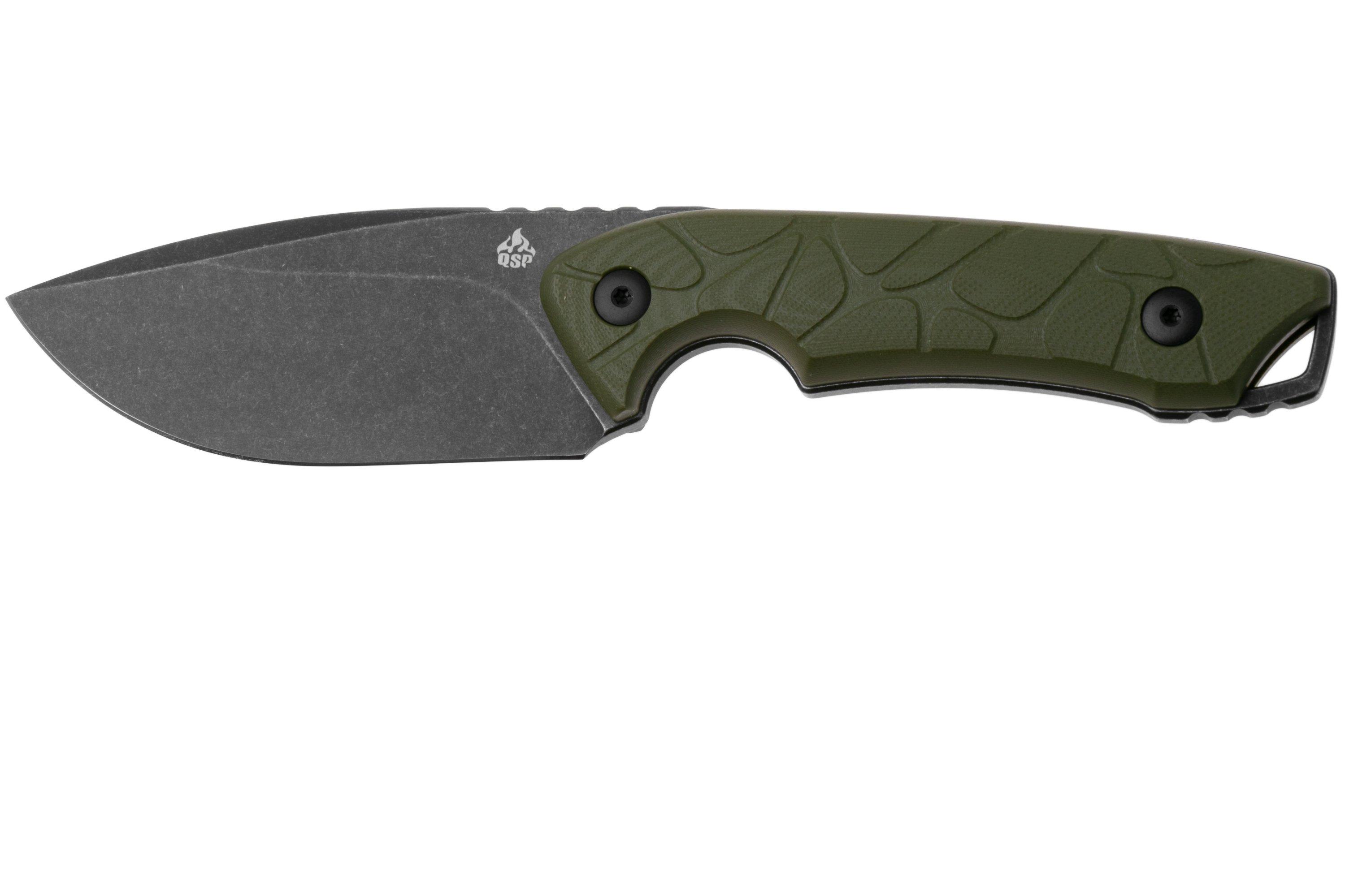 QSP Knife Tiny TOT QS169-B2 Blackwashed 10Cr15MoV OD Green G10 ...