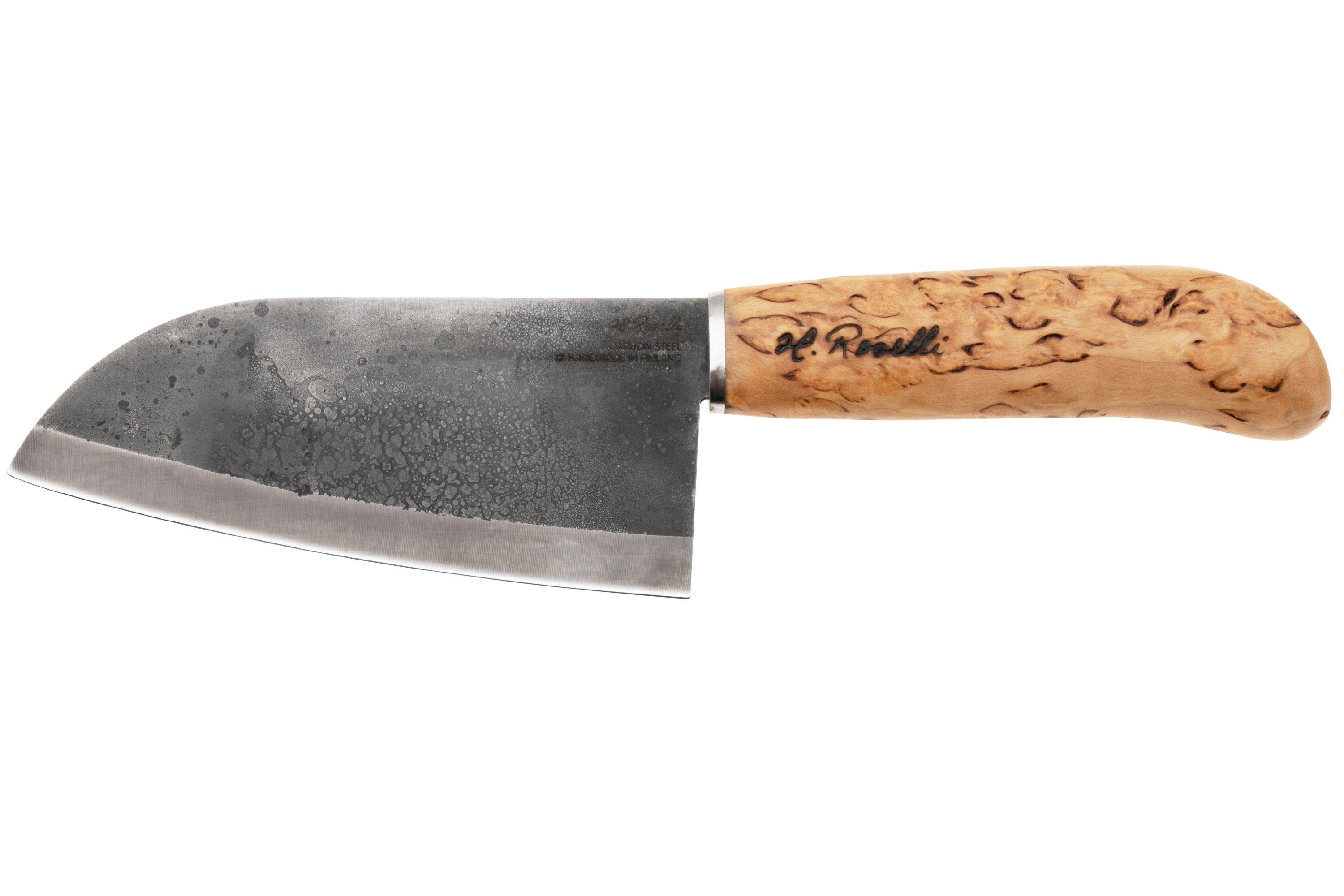Roselli Small Chef Knife R700 Carbon Steel, Curly Birch, santoku, 13.5 ...