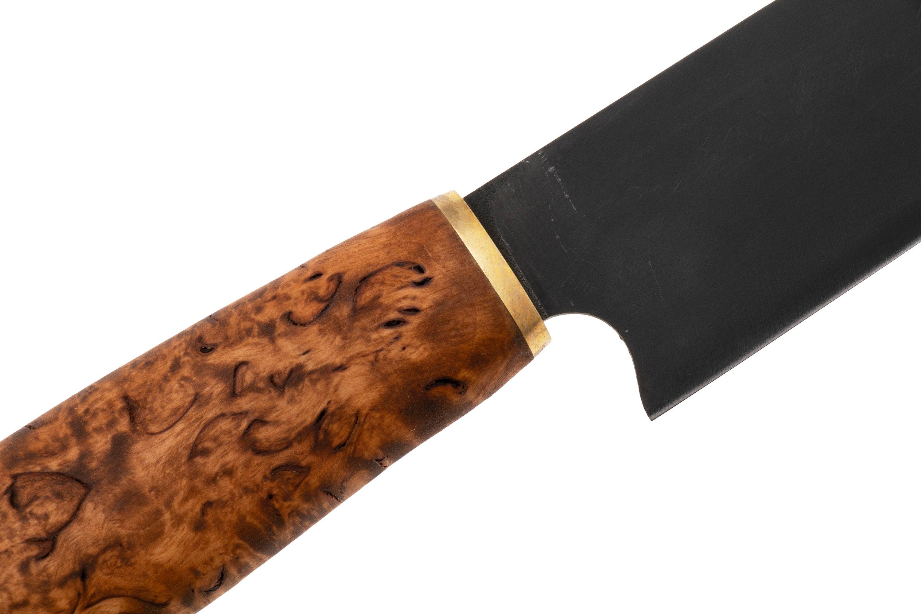 Roselli Allround Knife R750D Carbon Steel, Stained Curly Birch, utility ...