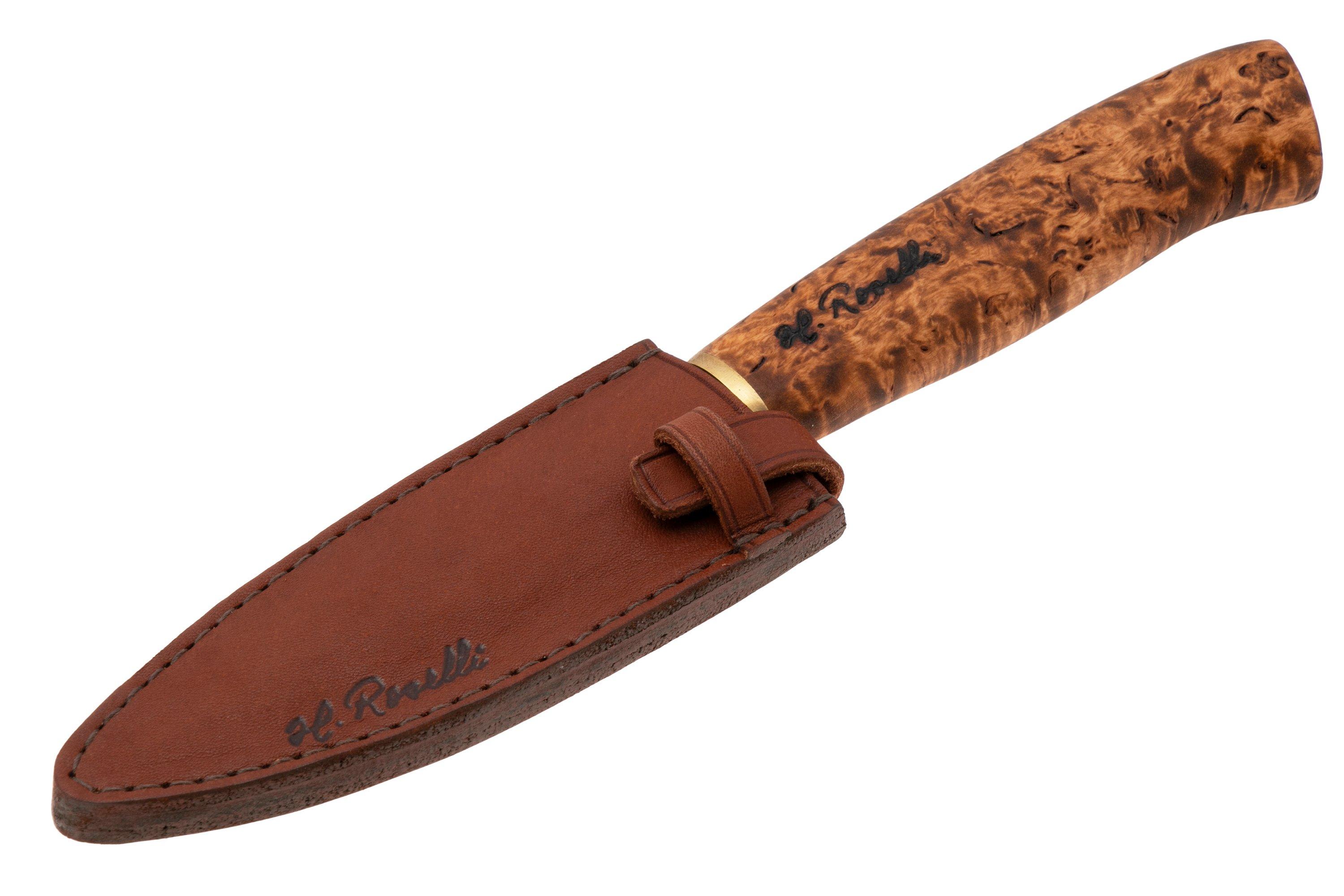 Roselli Allround Knife R750D Carbon Steel, Stained Curly Birch ...