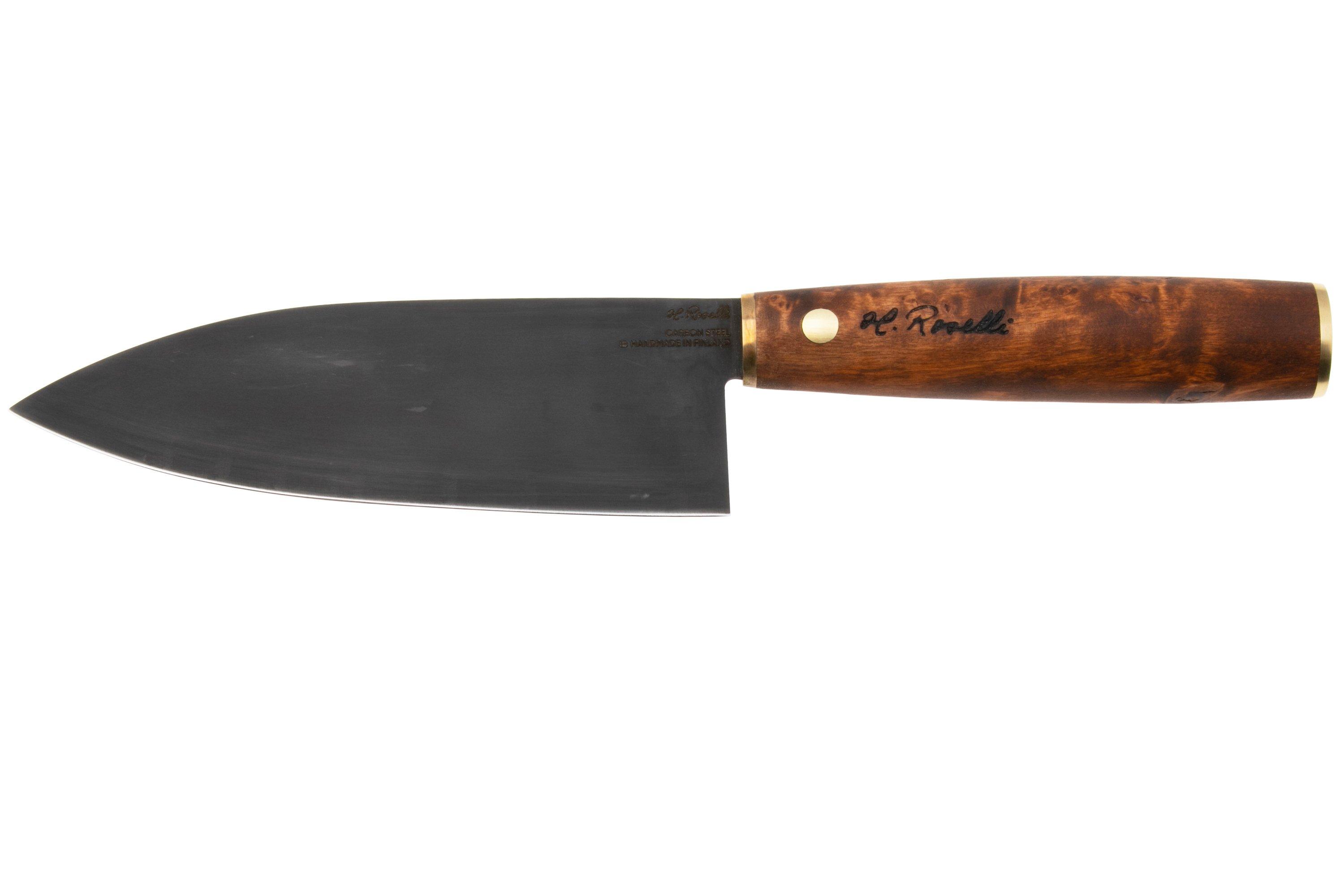 Roselli Santoku Knife R760D Carbon Steel, Stained Curly Birch, santoku ...