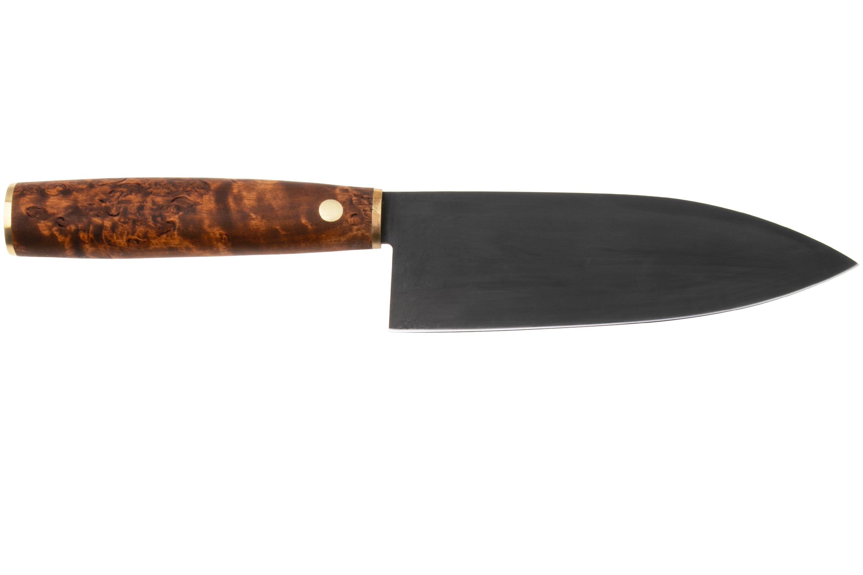 Roselli Santoku Knife R760D Carbon Steel, Stained Curly Birch, santoku ...