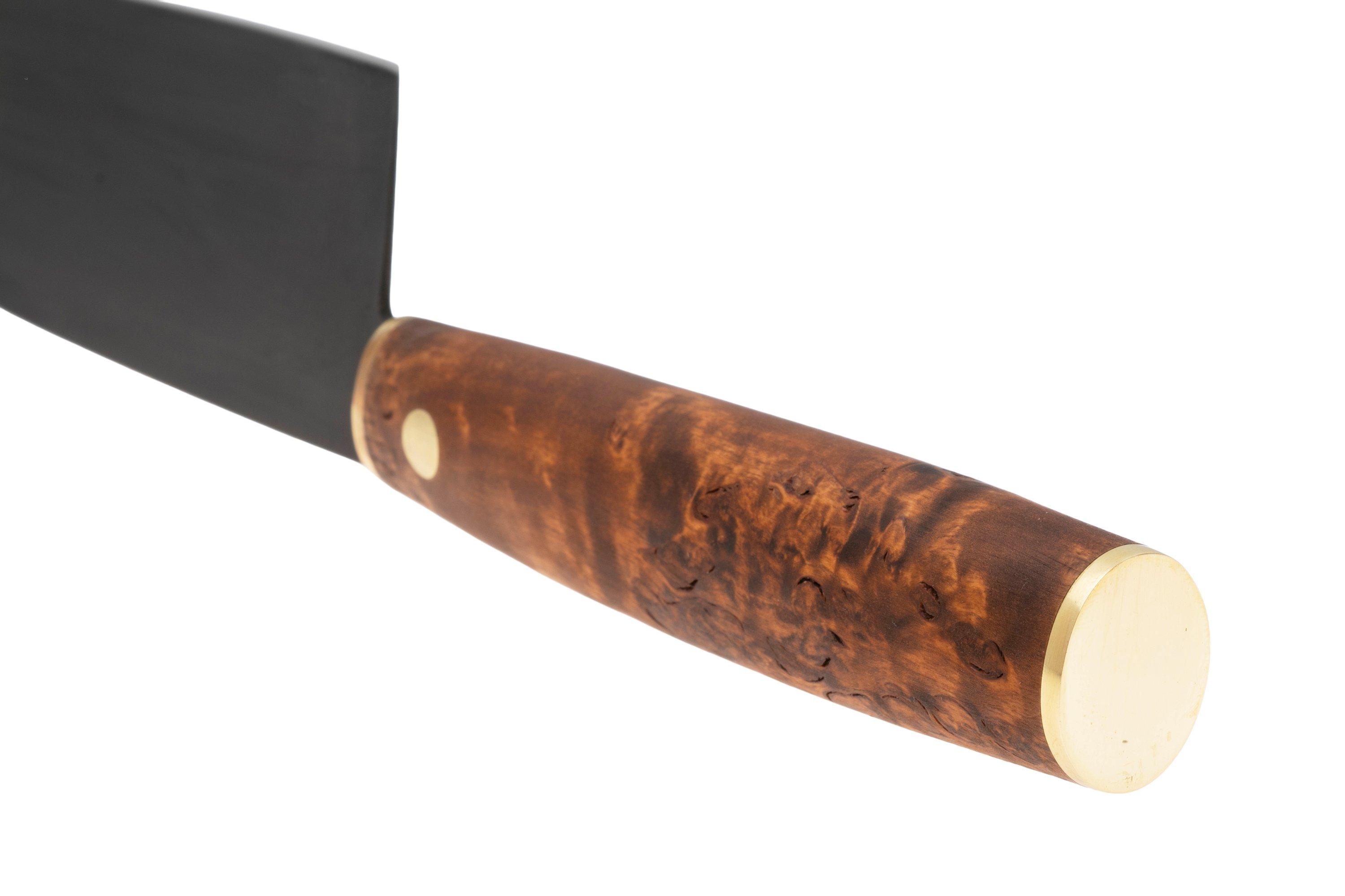 Roselli Santoku Knife R760D Carbon Steel, Stained Curly Birch, santoku ...