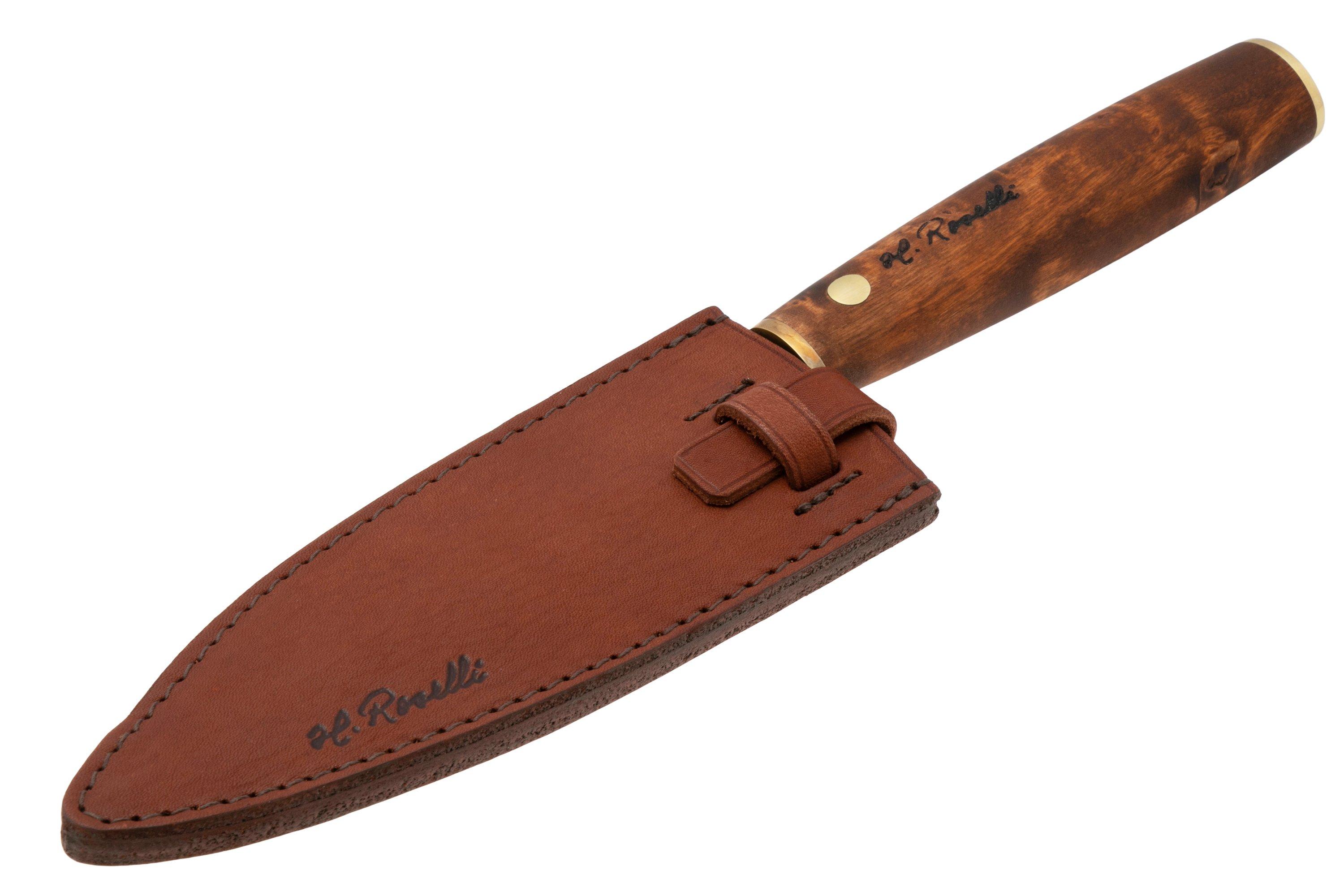 Roselli Santoku Knife R760D Carbon Steel, Stained Curly Birch, Santoku ...