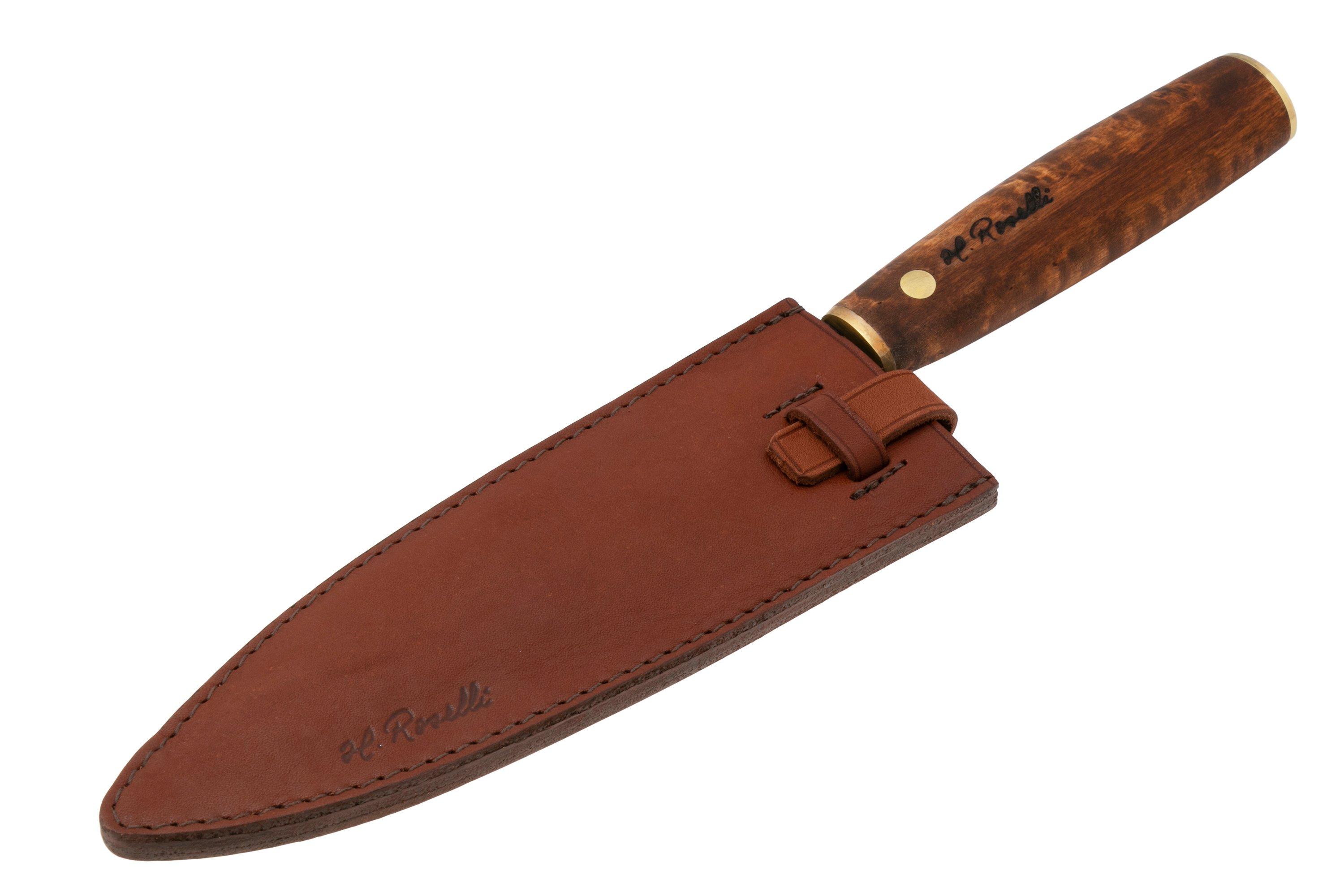 Roselli Gyuto Chef Knife R770D Carbon Steel, Stained Curly Birch, chef ...