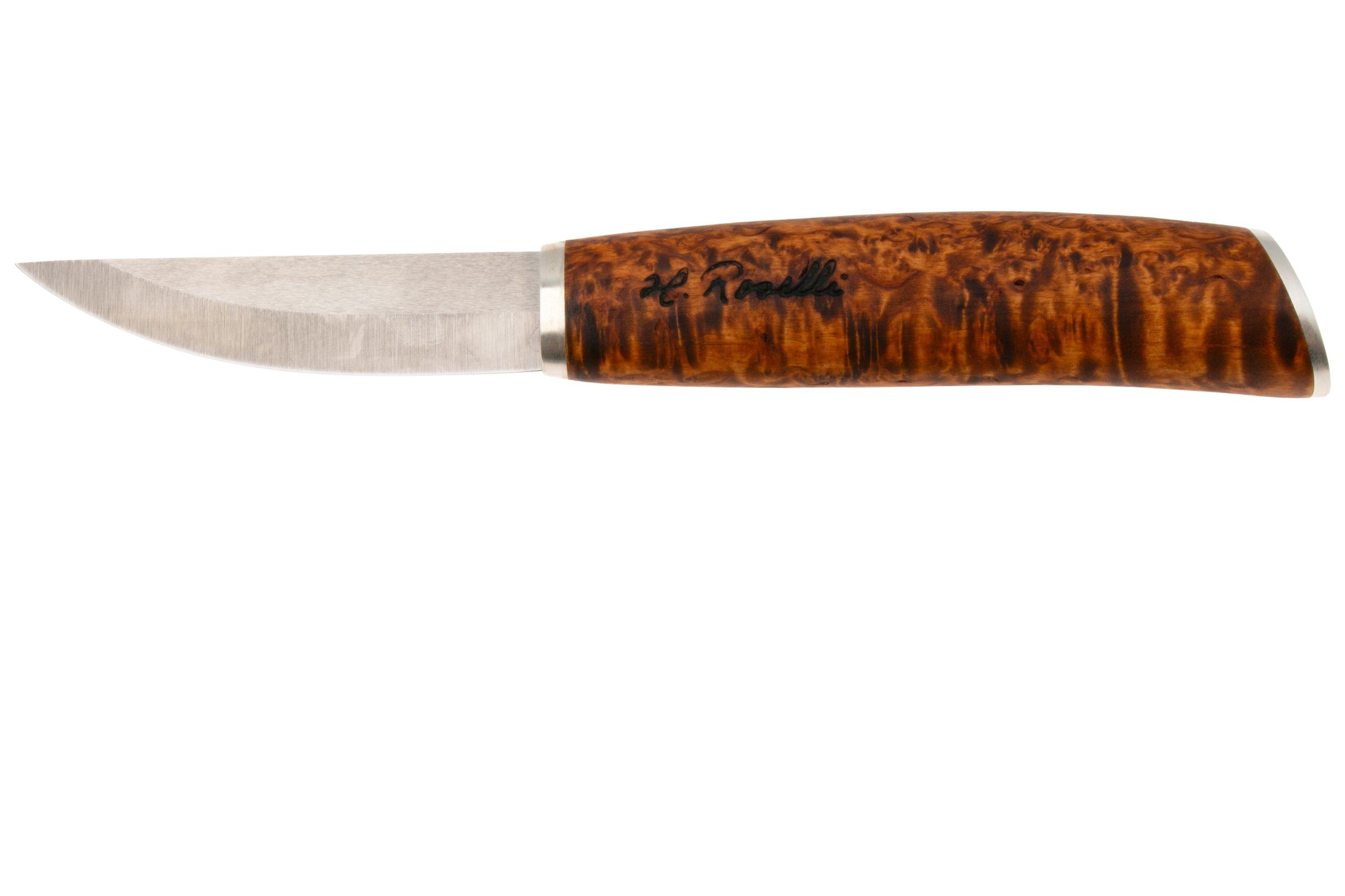 Roselli Carpenter knife RIRW210S Satin UHC, Curly Birch Silver Ferrule ...