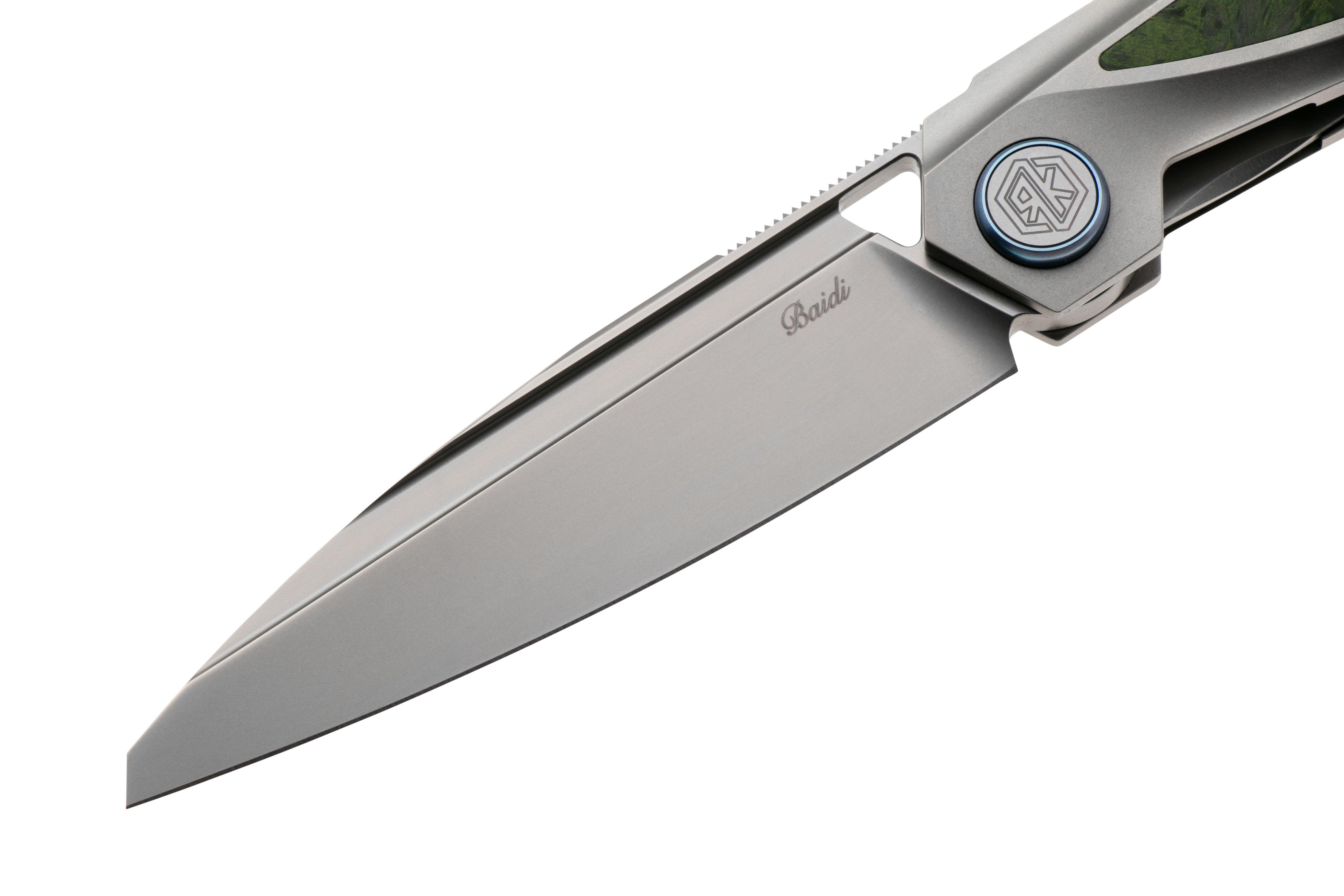 Rike Knife Baidi 13205-1 Bead Blasted Bohler M390, Titanium, Green ...