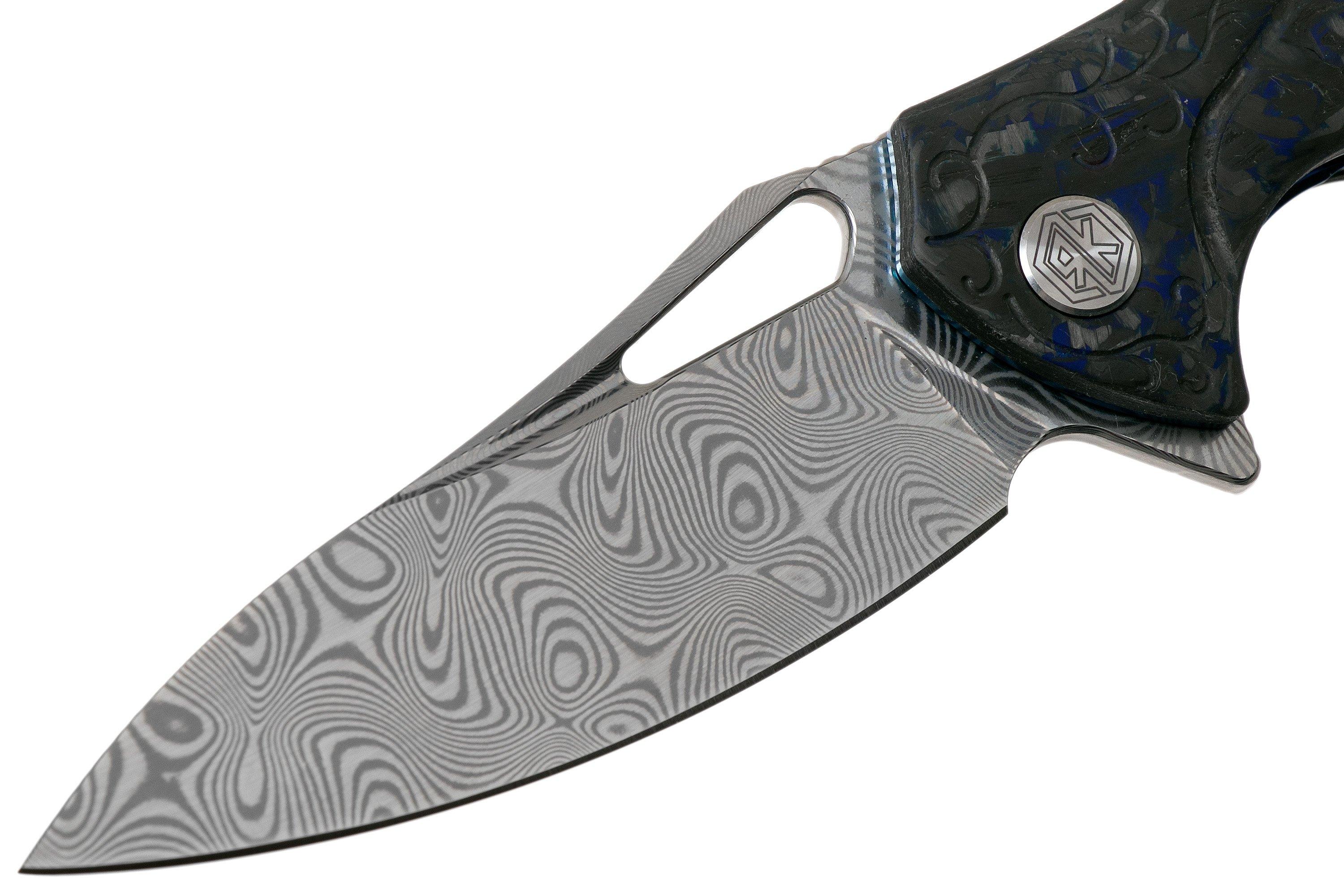 Rike Knife Hummingbird Plus Damasteel Carbon fibre Blue pocket knife ...