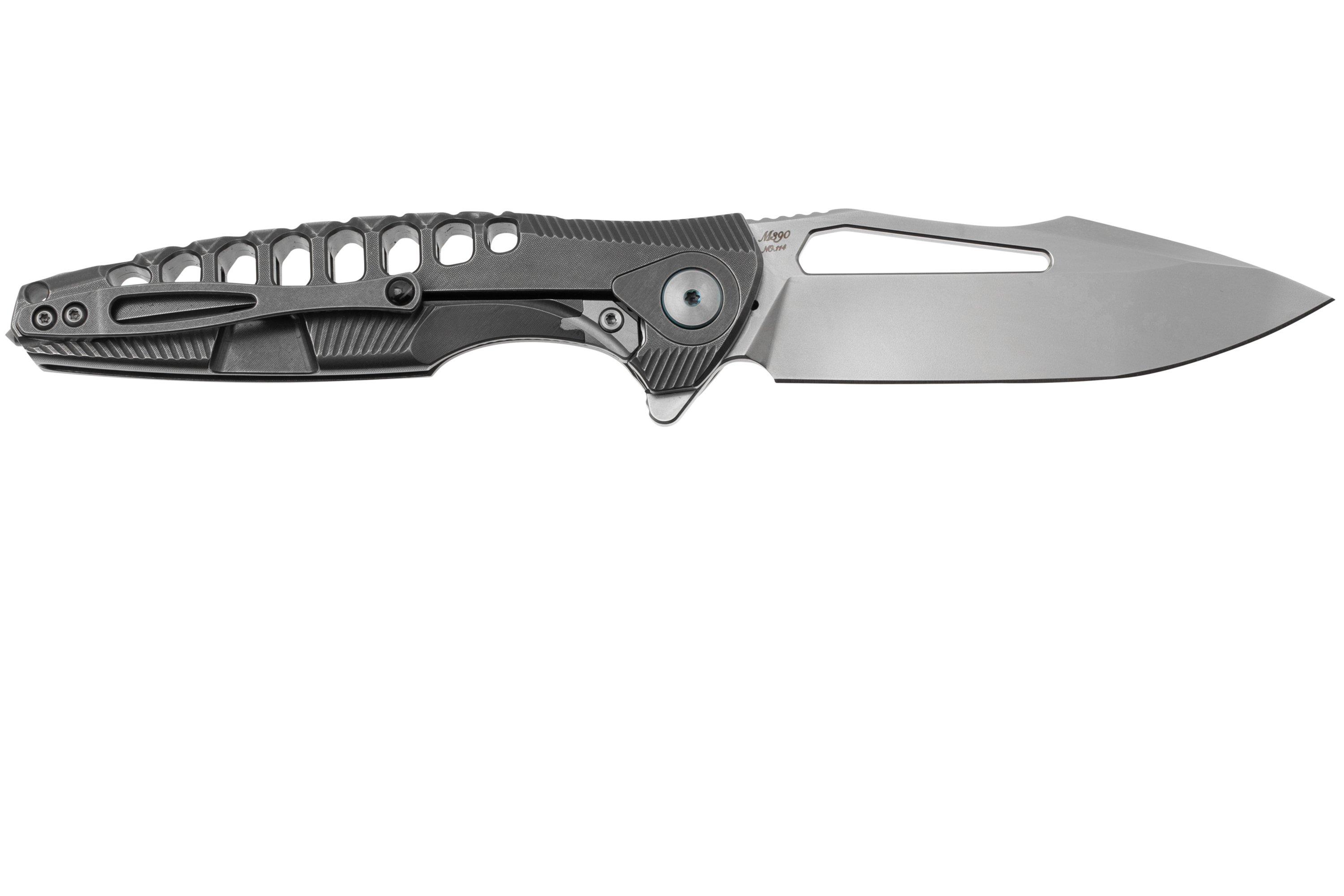 Rike Knife Thor 5 Bead Blasted M390, Dark Gray Titanium, integral ...