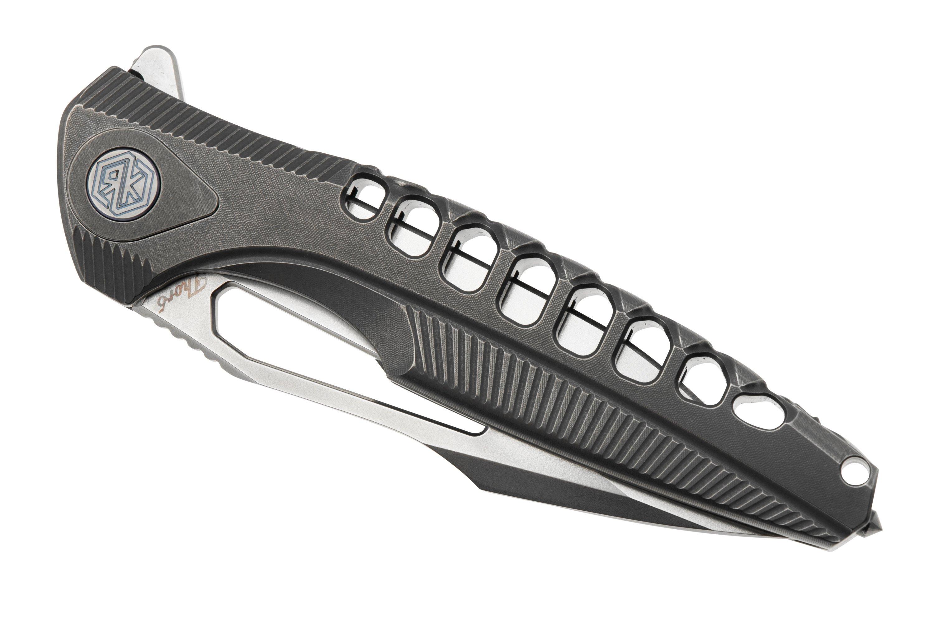 Rike Knife Thor 5 Bead Blasted M390, Dark Gray Titanium, integral ...
