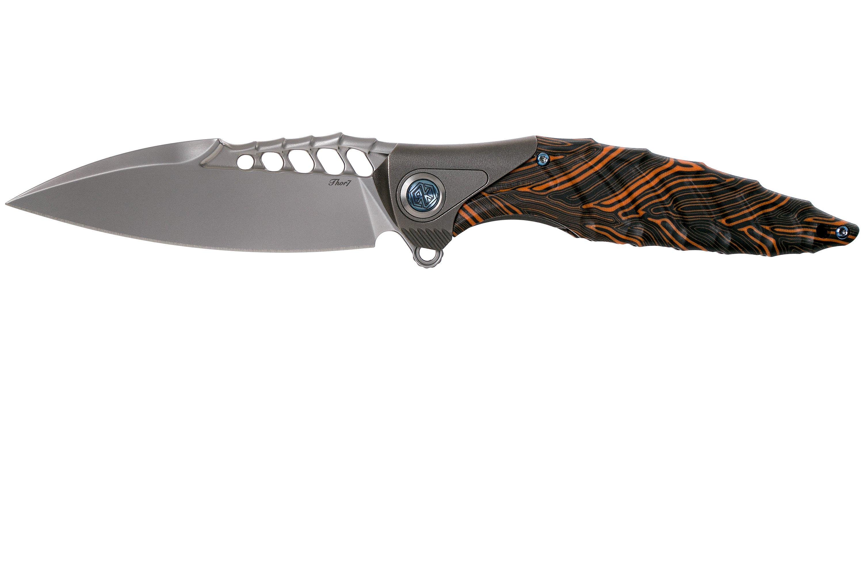 Rike Thor 7 Black Orange Carbon fibre pocket knife | Advantageously ...