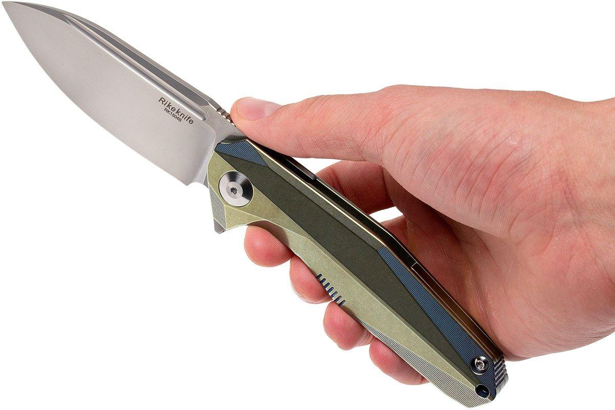 Rike Knife 1504B-GB Spearpoint pocket knife, Gold Blue | Advantageously ...
